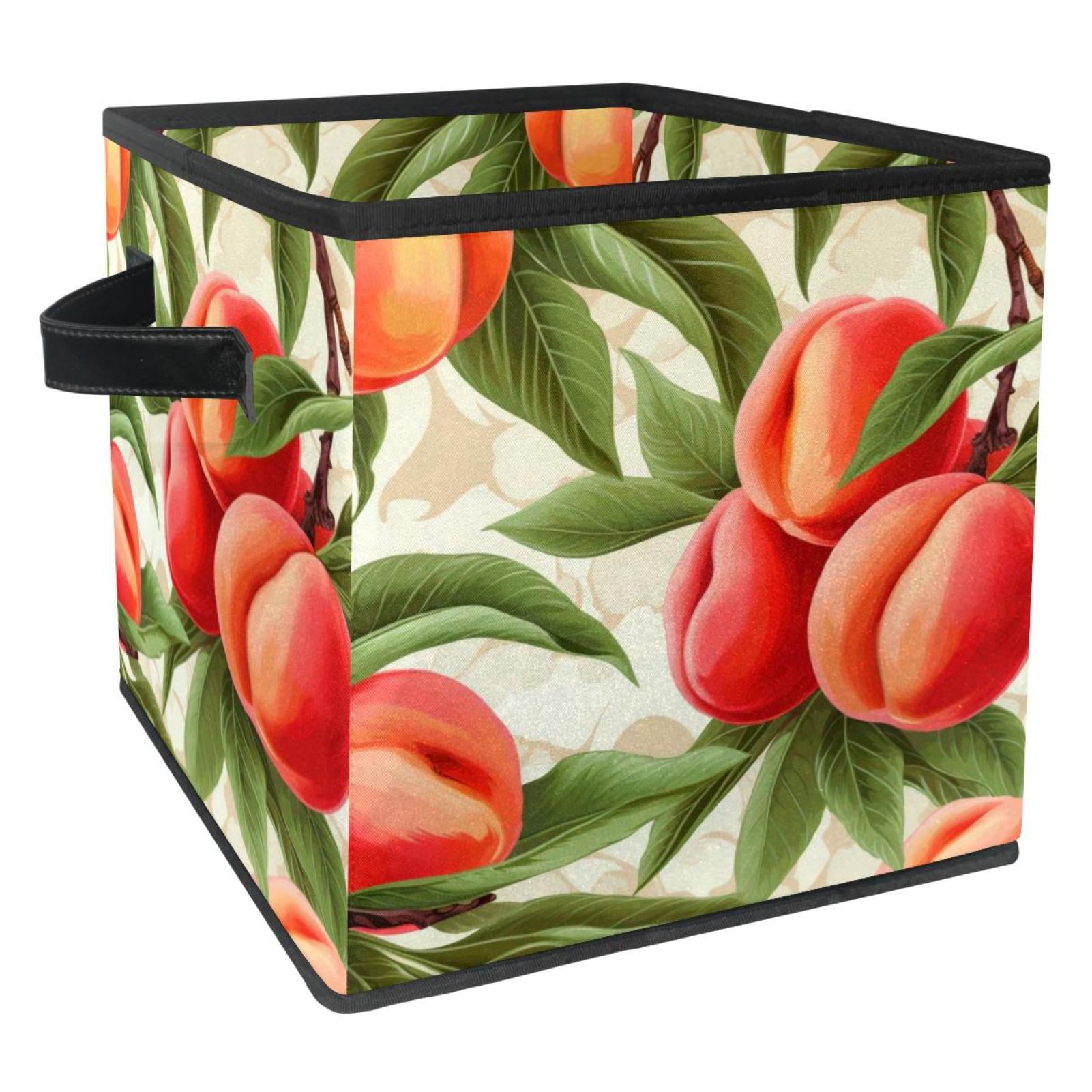 Peach Foldable Toy Box Cube Organizer with Handle, 10.8"x10.5"x10.6 ...