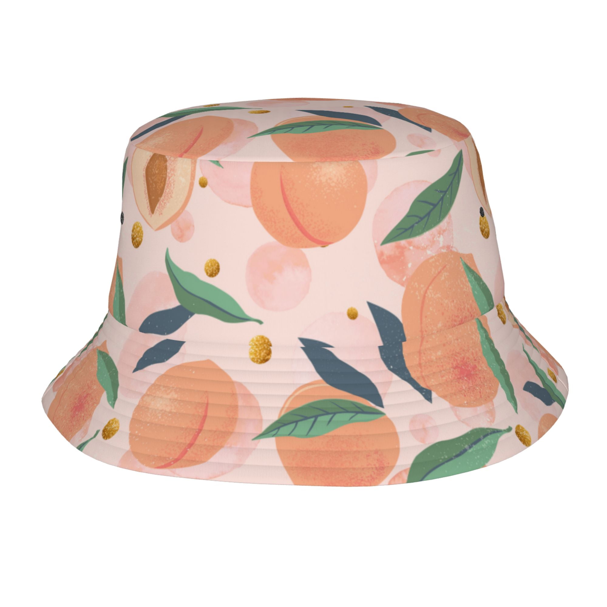 Peach Fruit Bucket Hat, Packable Fisherman Sun Cap, Foldable UV ...