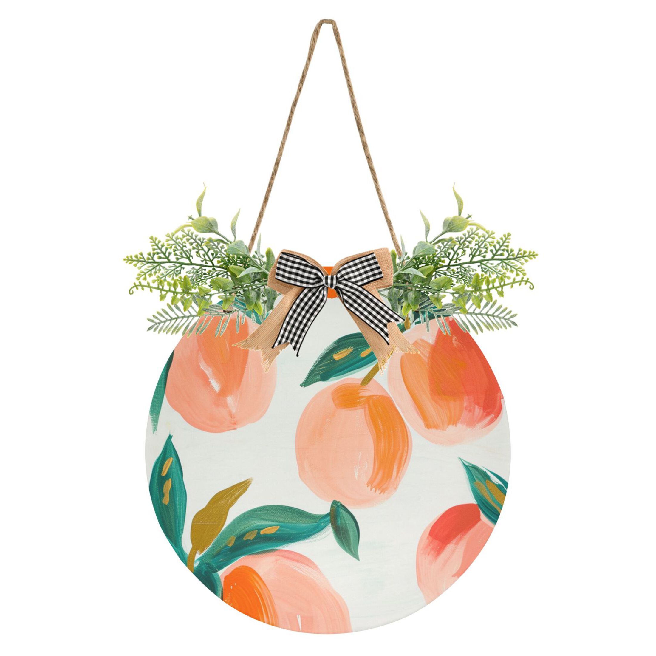 Peach Fruit Welcome Front Door Sign Round 12 inch Porch Hanging Sign ...