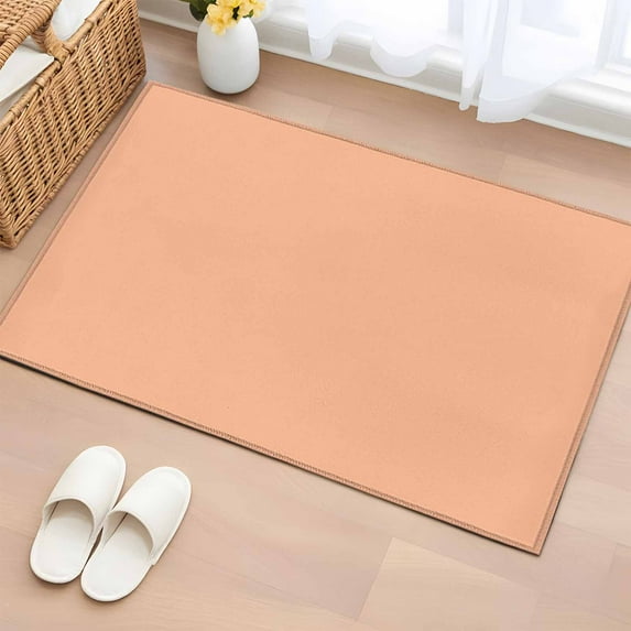 Peach Fuzz 2x3 Door Mat Rug, Farmhouse Solid Orange Color Modern Art ...