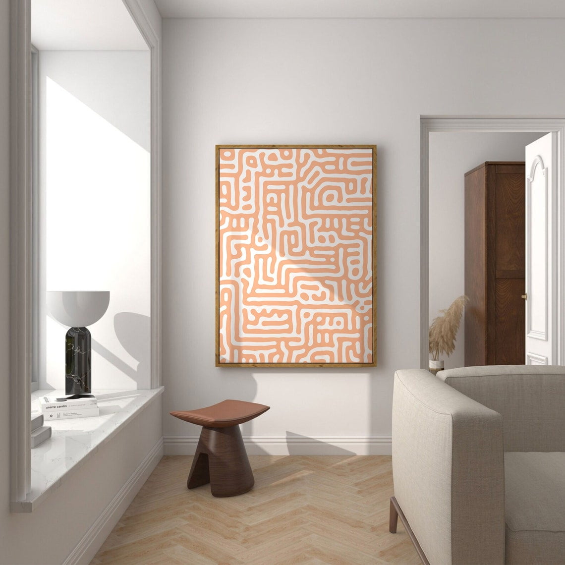 Peach Fuzz Color Of The Year 2024 Abstract Wall Art, Peach Fuzz Mid ...