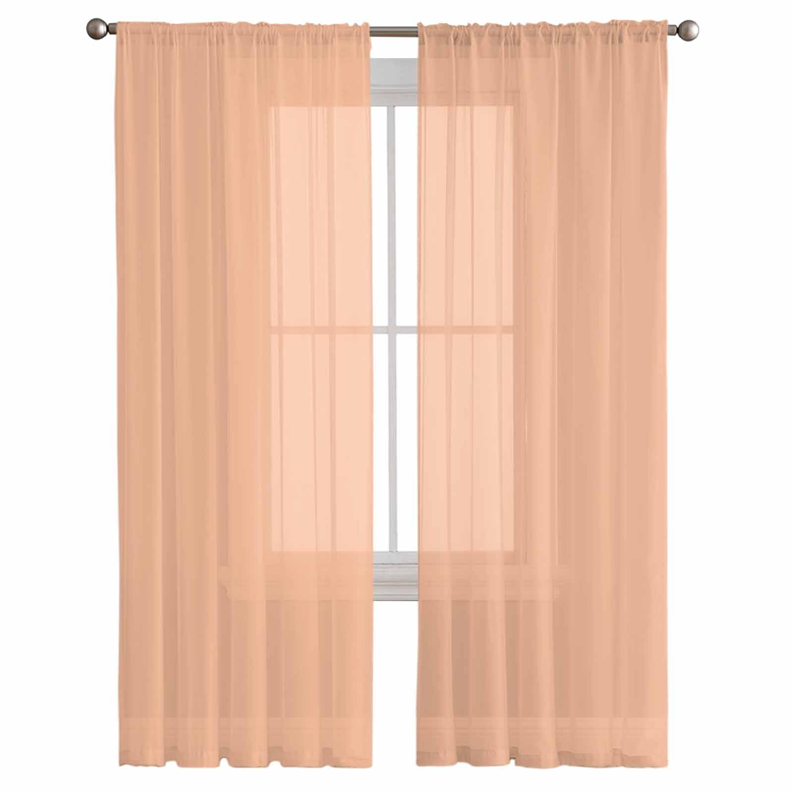 Peach Fuzz Semi Sheer Curtains 108 Inch Length 2 Panels Set, Modern ...