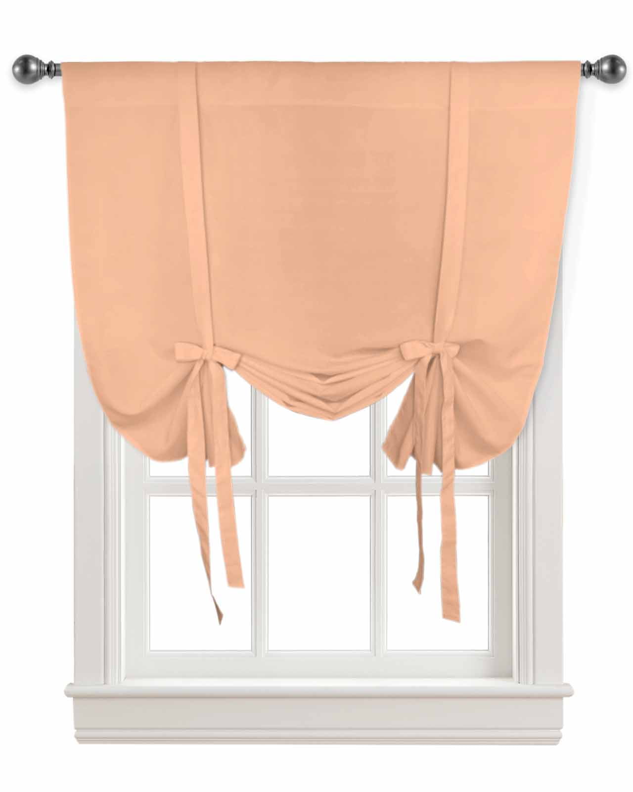 Peach Fuzz Tie Up Curtains for Kitchen Bathroom Bedroom Windows 63 Inch ...