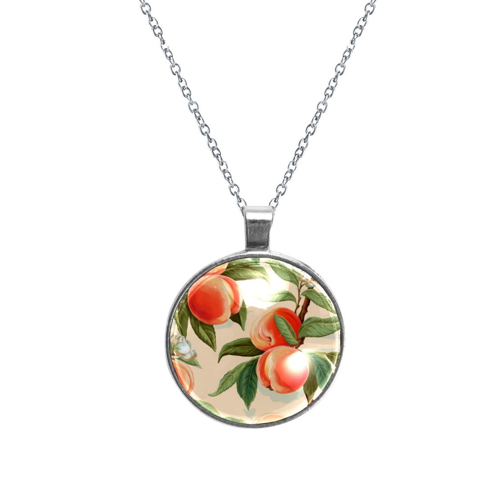 Peach Glass Design Circular Pendant Necklace - Stylish Jewelry for ...