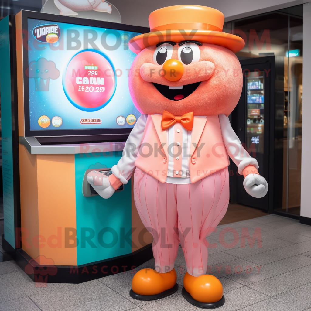 Peach Gumball Machine REDBROKOLY mascot costume character dressed with ...