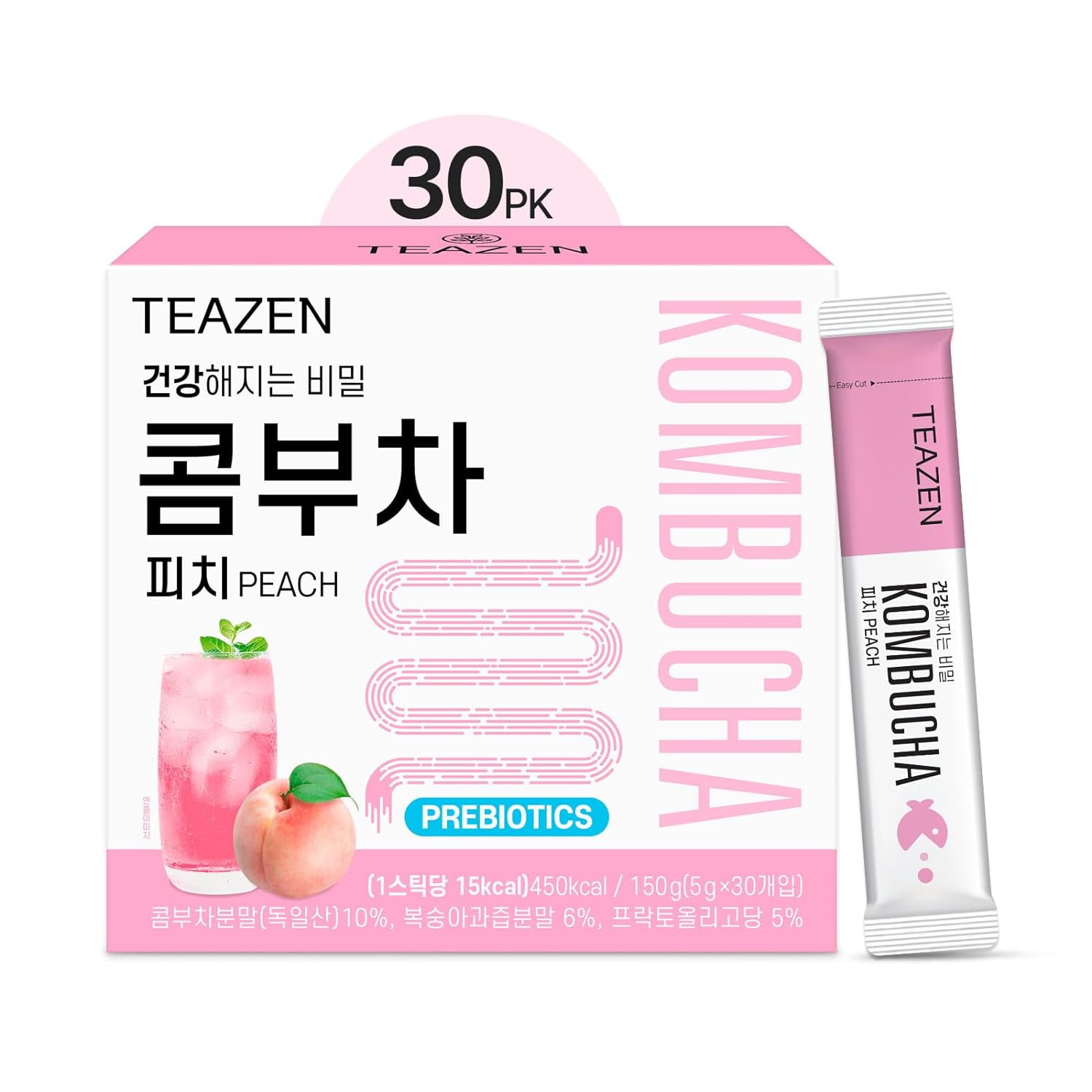 Peach Kombucha Tea, Hydration Drink Mix, Sugar Free, Live Probiotics ...