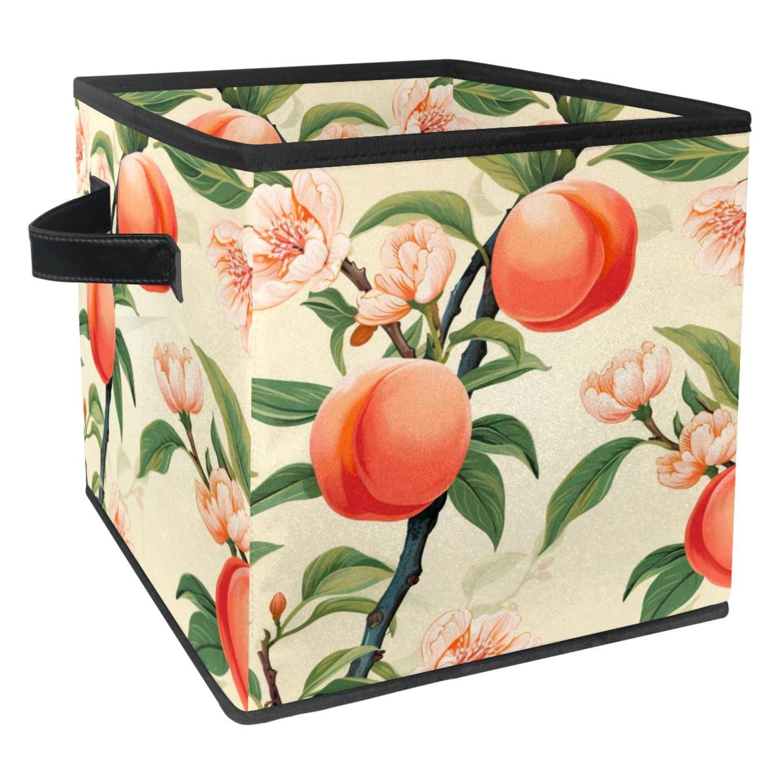Peach Large Capacity Foldable Storage Basket with Handle 10.8"x10.5"x10 ...