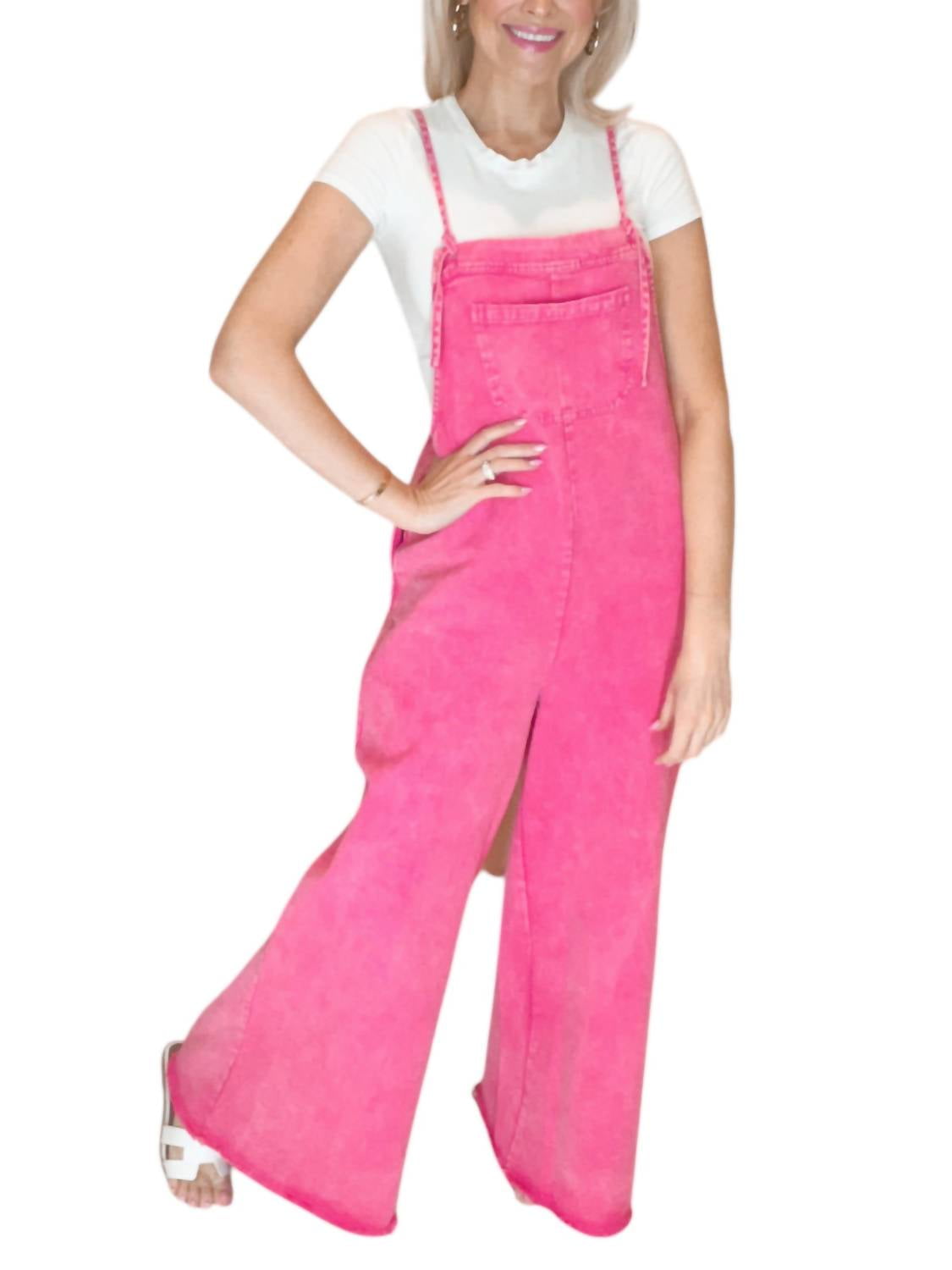 Peach Love Washed Denim Overalls - Walmart Business Supplies