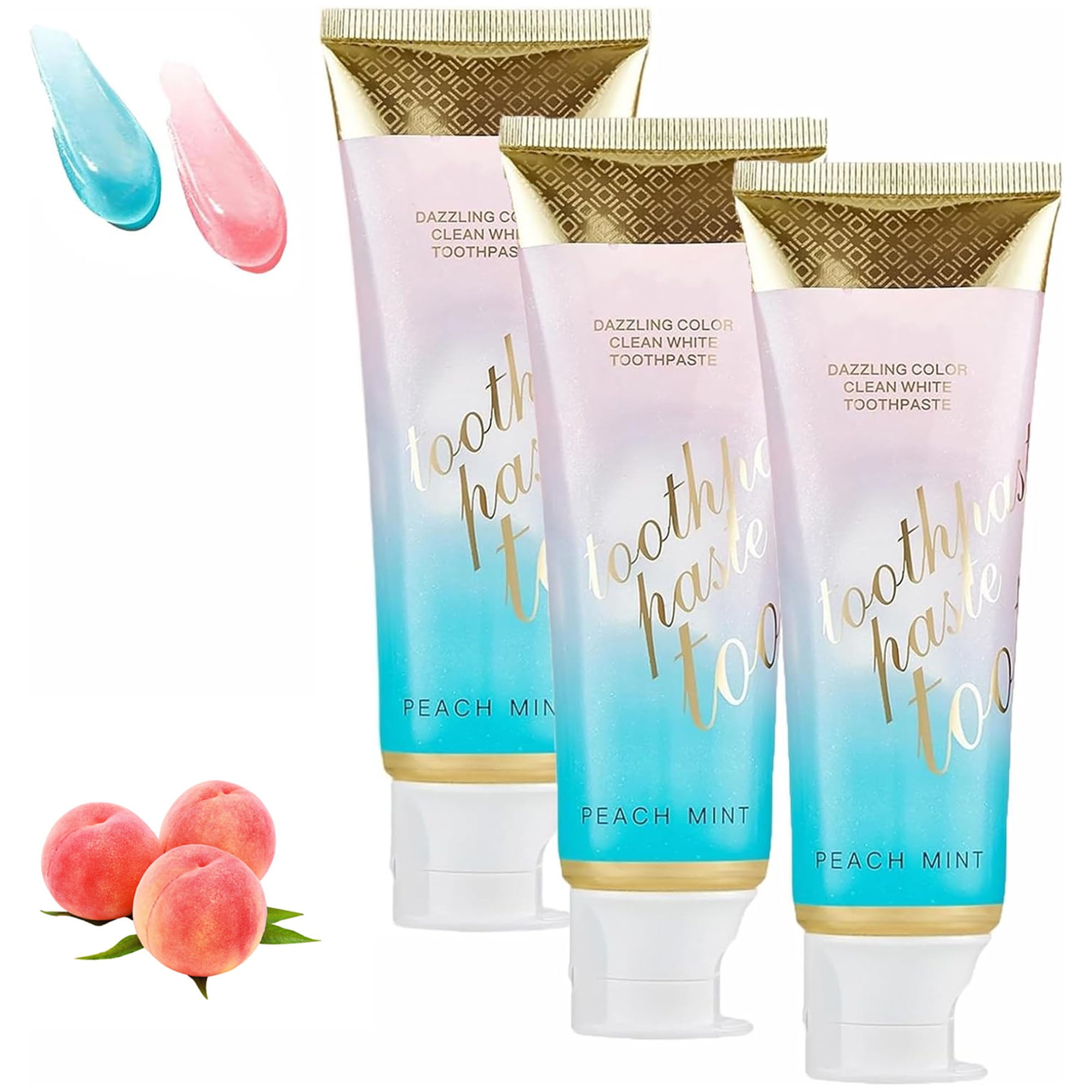 Peach Mint Toothpaste, Intensive Whitening Toothpaste with Natural ...