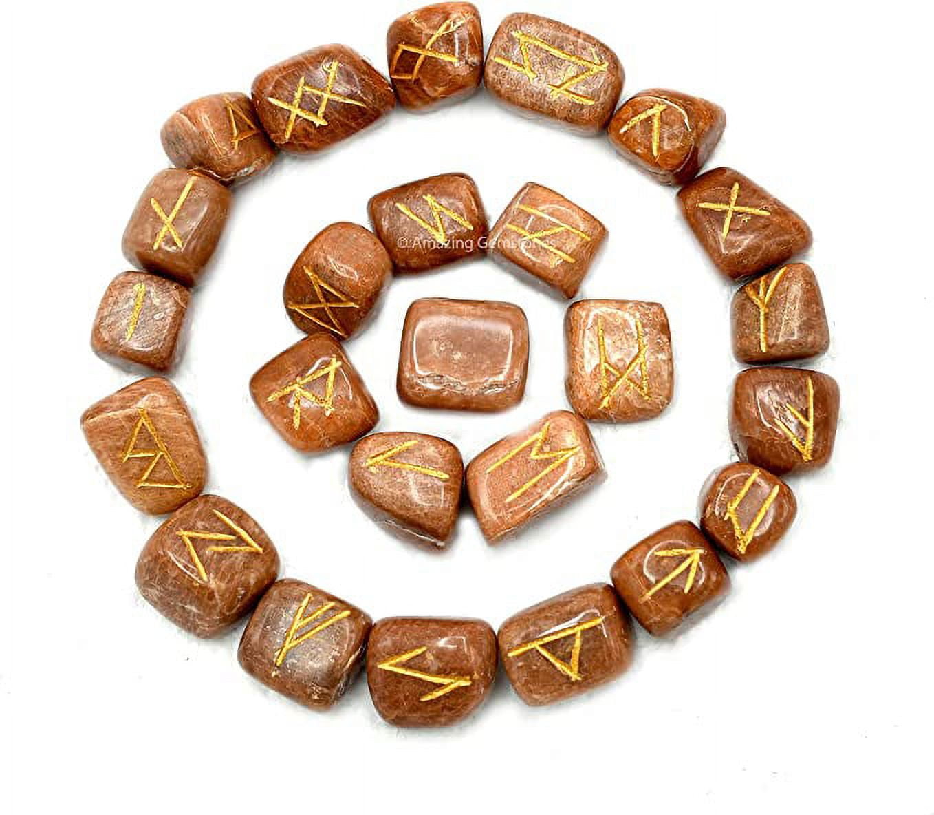 Peach Moonstone Crystal Runes Stone Set Elder Futhark - Walmart.com