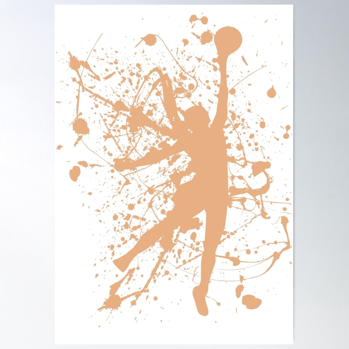 Peach Paint Splatter Poster Wall Art, Modern Wall Decor For Living Room ...
