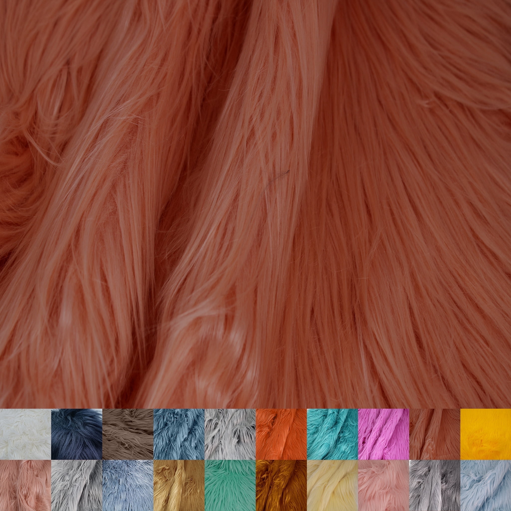 FREE SHIPPING!!! Peach Papaya Faux Fur Fabric Long Pile Mongolian by ...