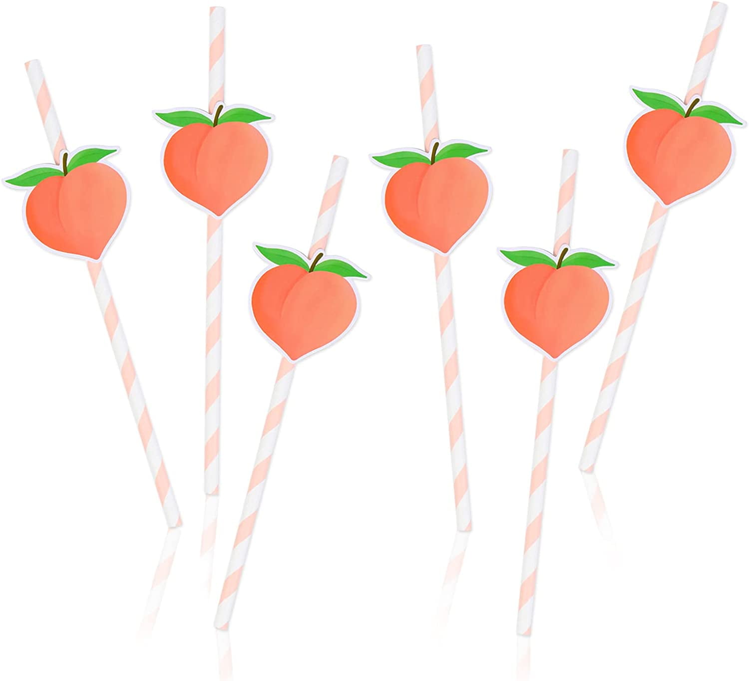 Peach Paper Straws Set, 50Pcs Peach Straws for Little Cutie Baby Shower ...