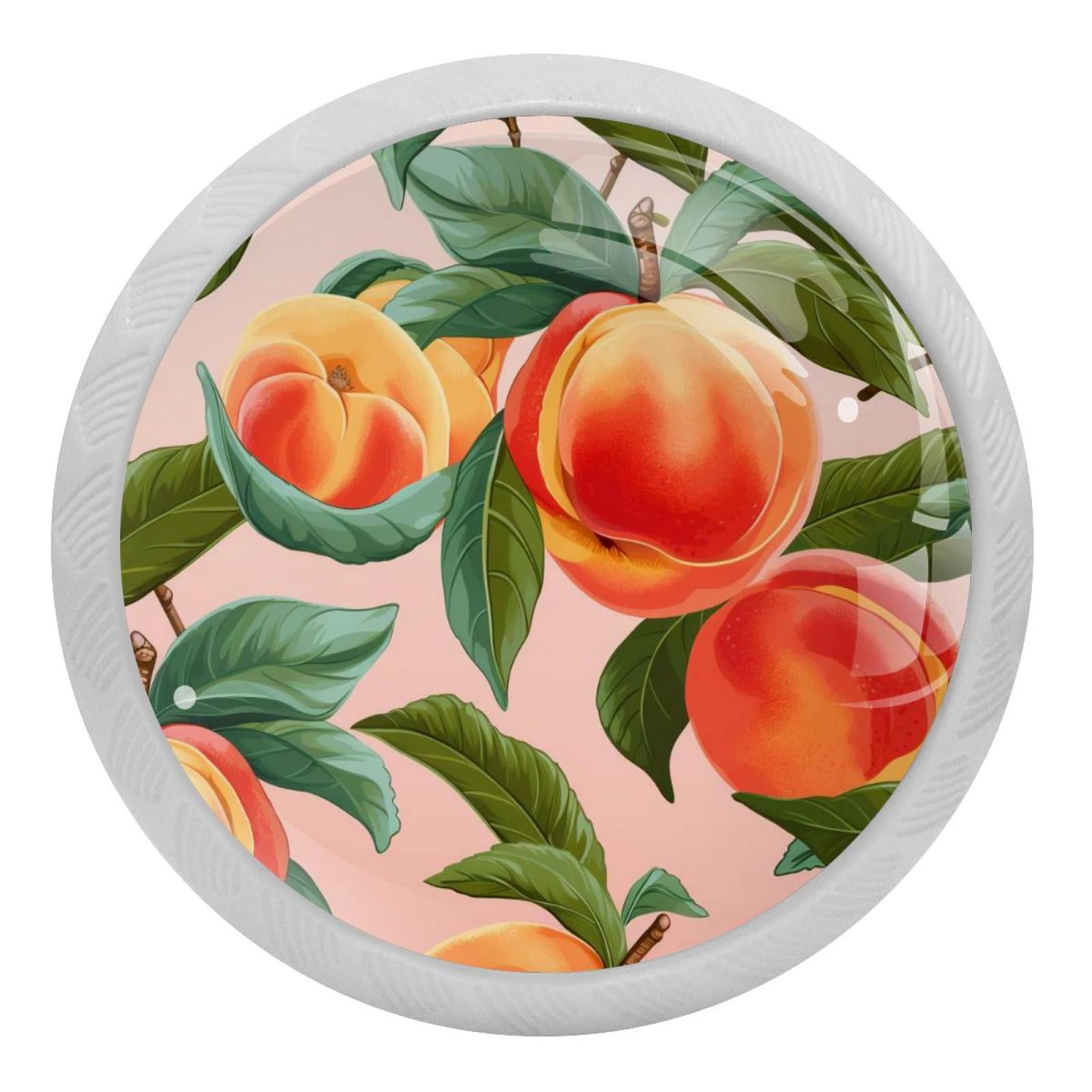 Peach Pattern 4PCS Cabinet Knobs Pulls Fluorescent Drawer Handle ...