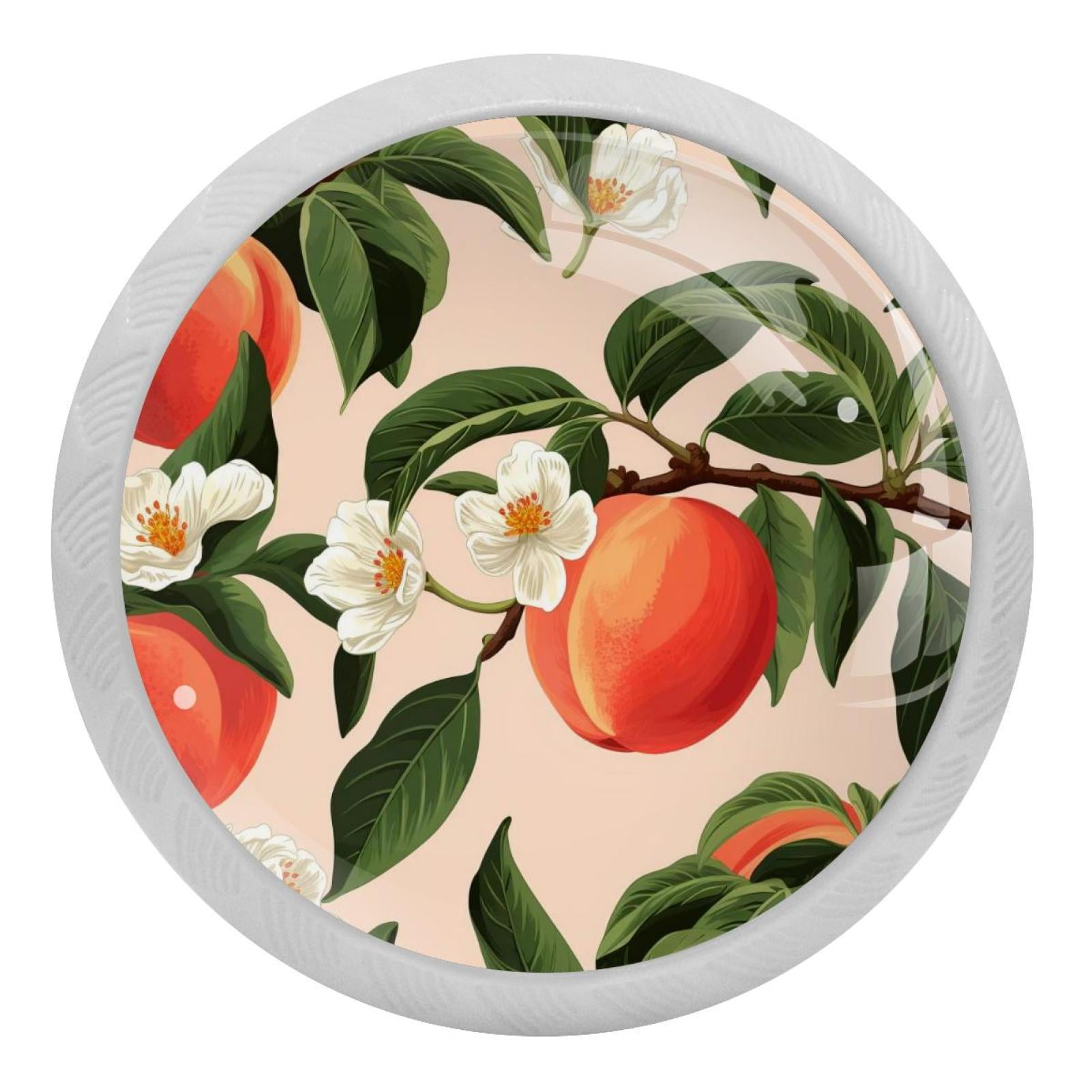 Peach Pattern 4PCS Cabinet Knobs Pulls Fluorescent Drawer Handle ...