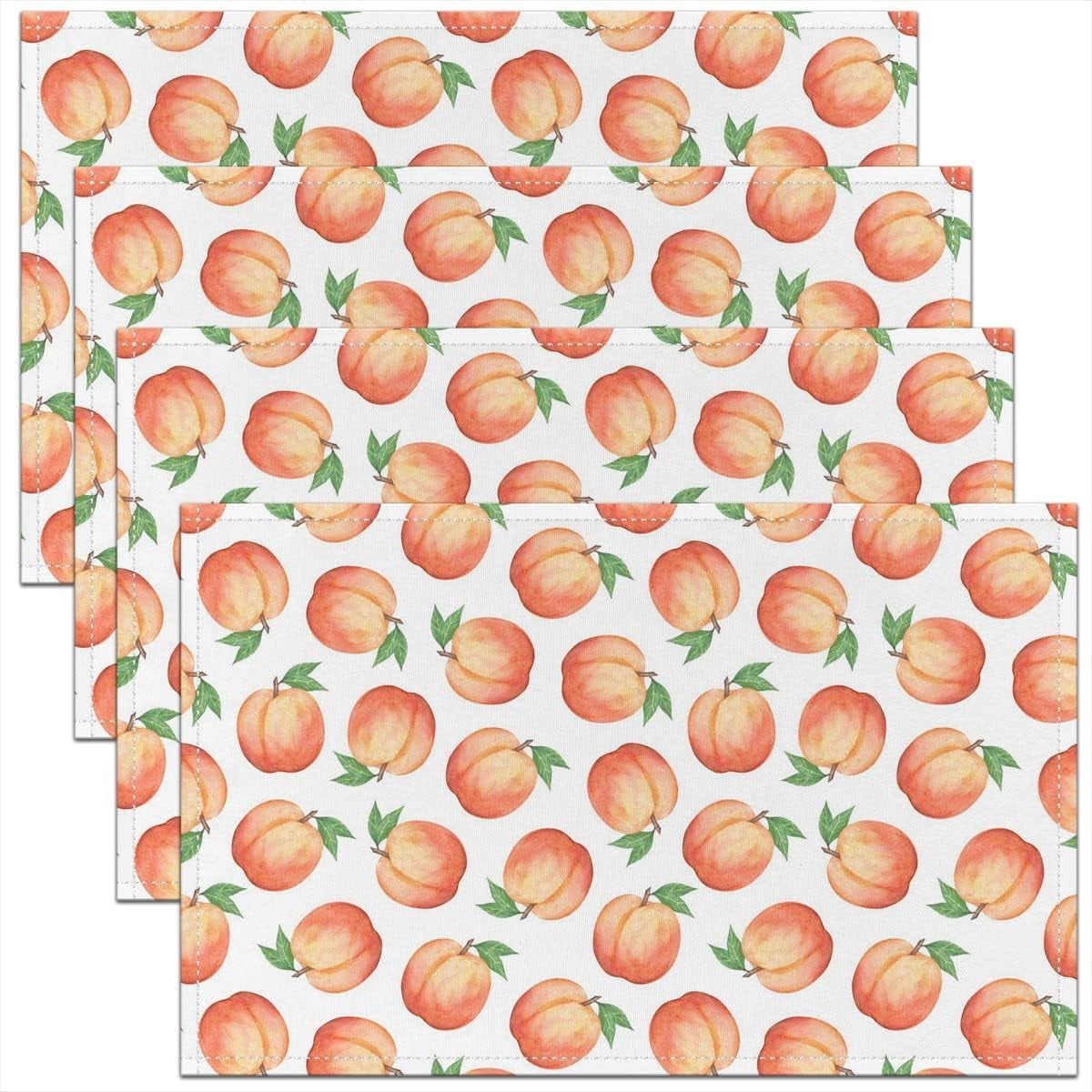 Peach Pattern Placemats Table Mats, Summer Fruit Placemats for Dining ...