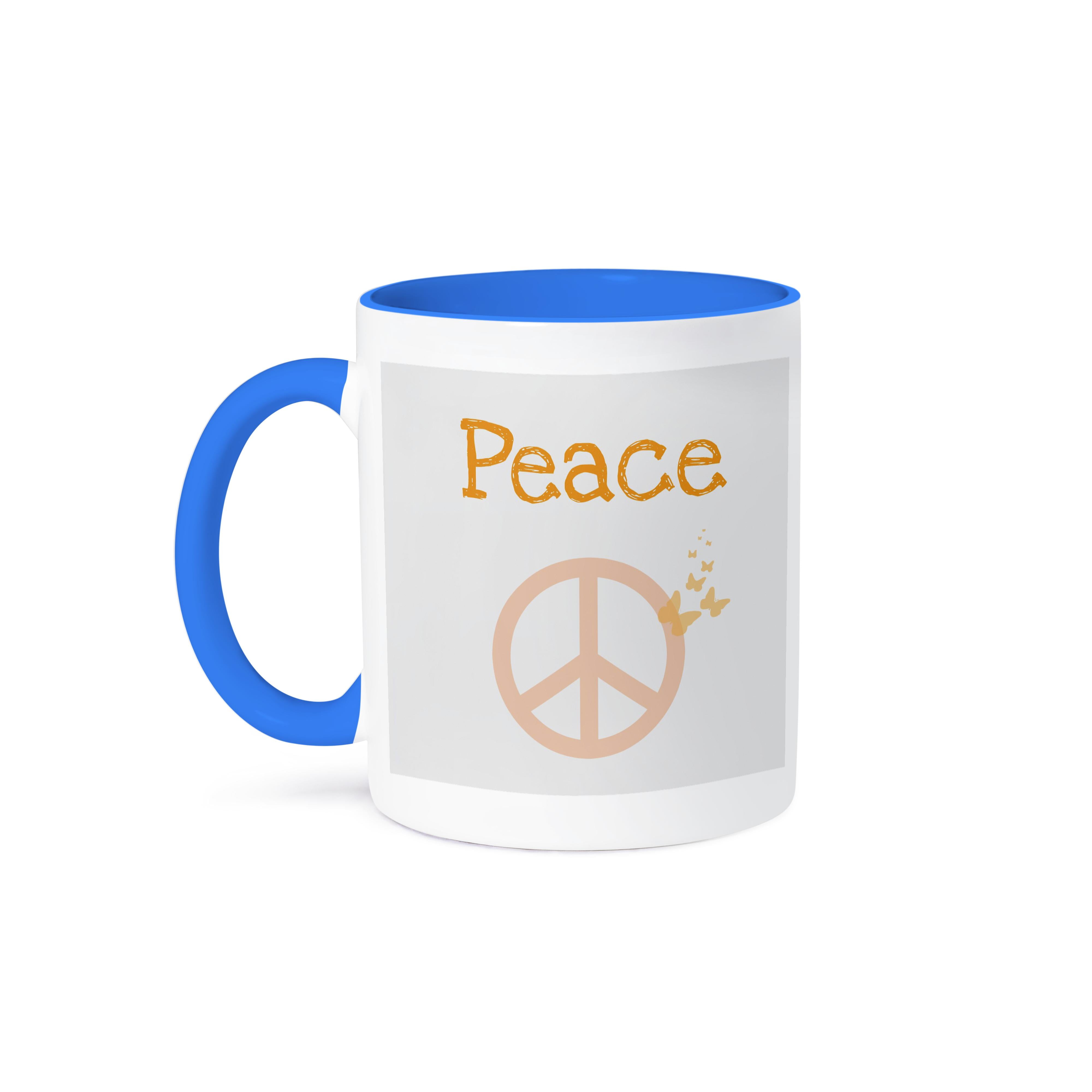 3dRose, Peach Peace sign and Butterflies- Inspirational Art, 15oz Two ...