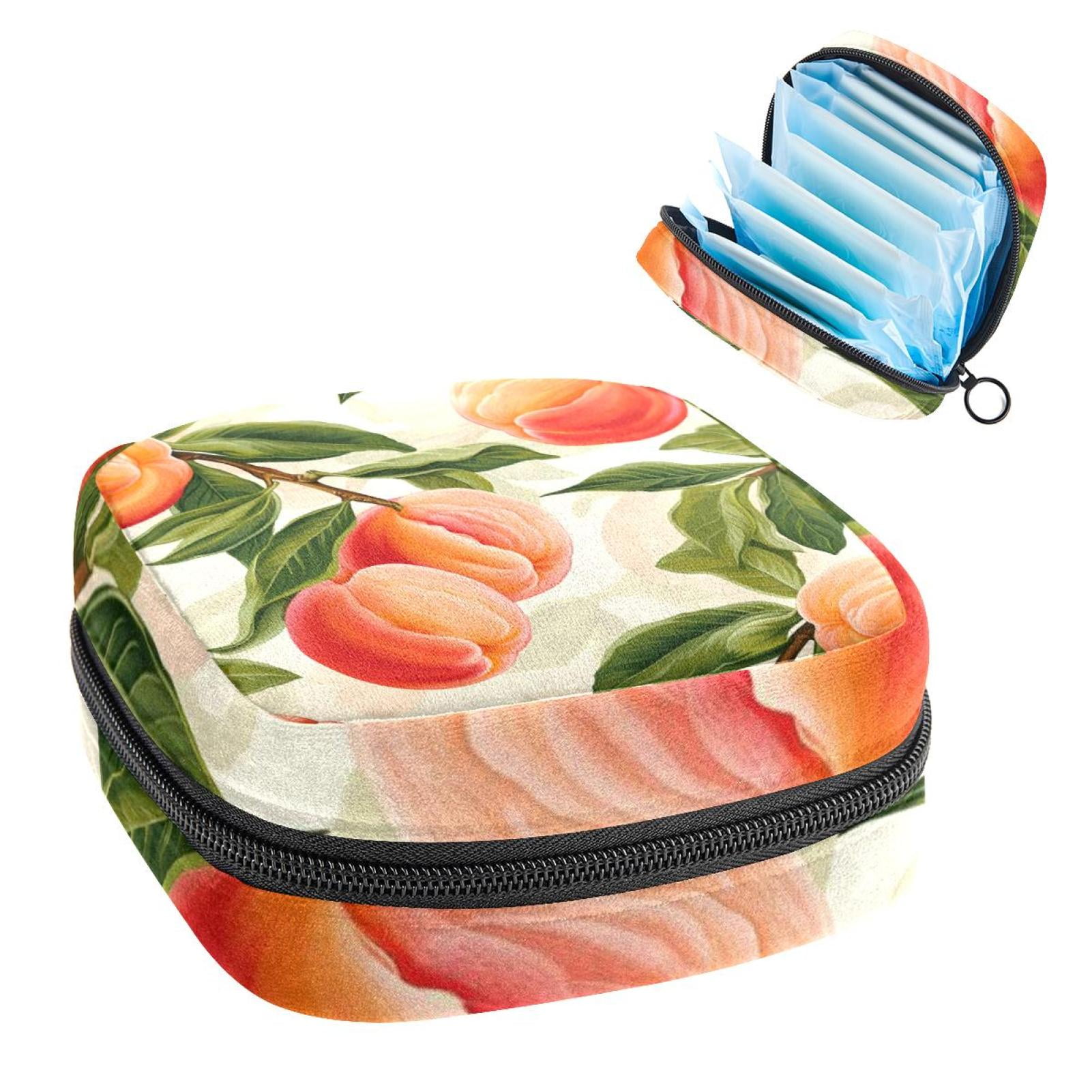 Peach Period Pouch - Sanitary Napkin Purse, Small Zipper Cosmetic Pouch ...