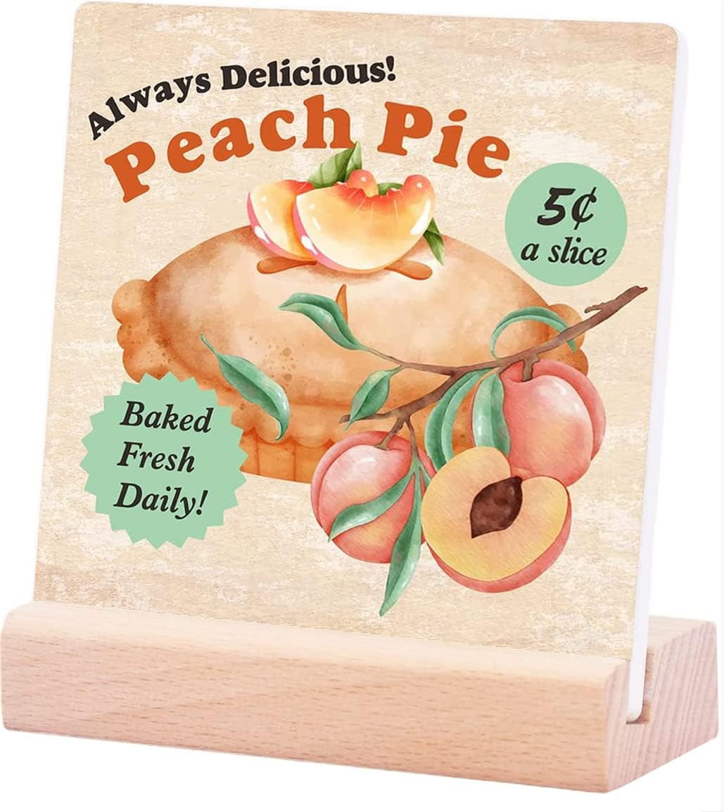 Peach Pie Ceramic Table Sign Plaque Desk Decor, Peachy Table Sign for ...
