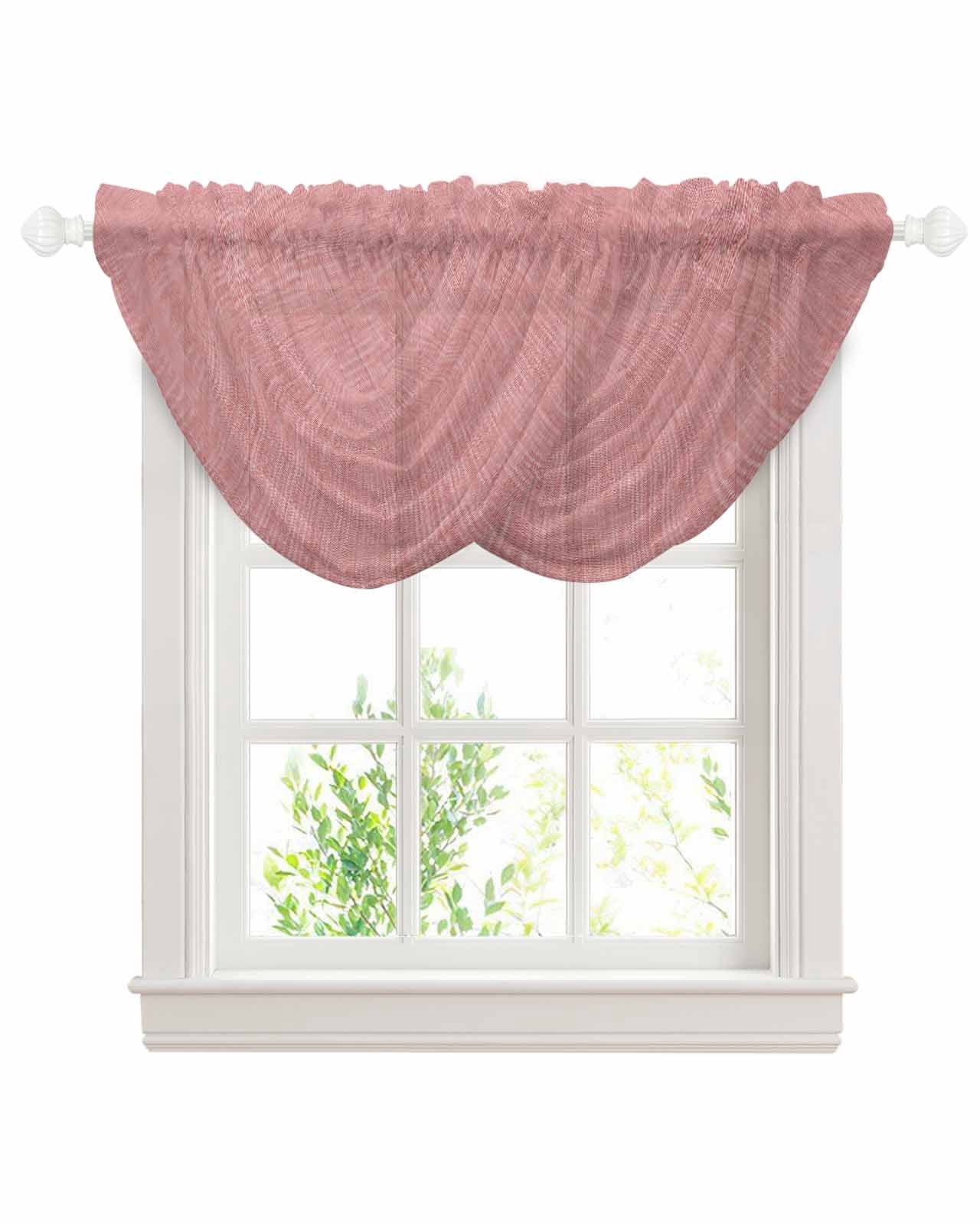 Peach Pink Waterfall Valances for Windows, Farmhouse Burlap Solid Pink ...