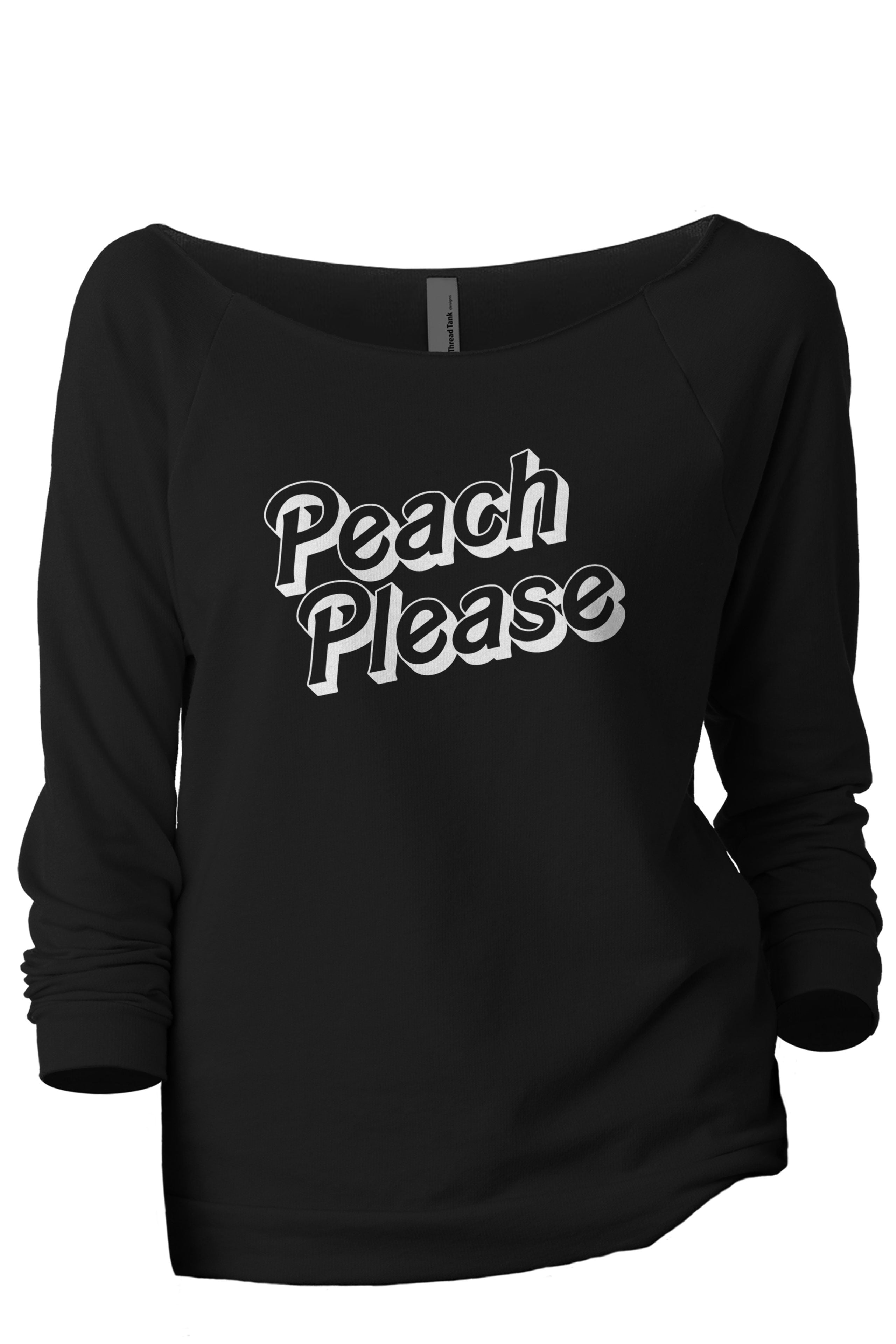 Peach Please Women's Fashion Slouchy 3/4 Sleeves Raglan Lightweight Sweatshirt Black X-Large ...