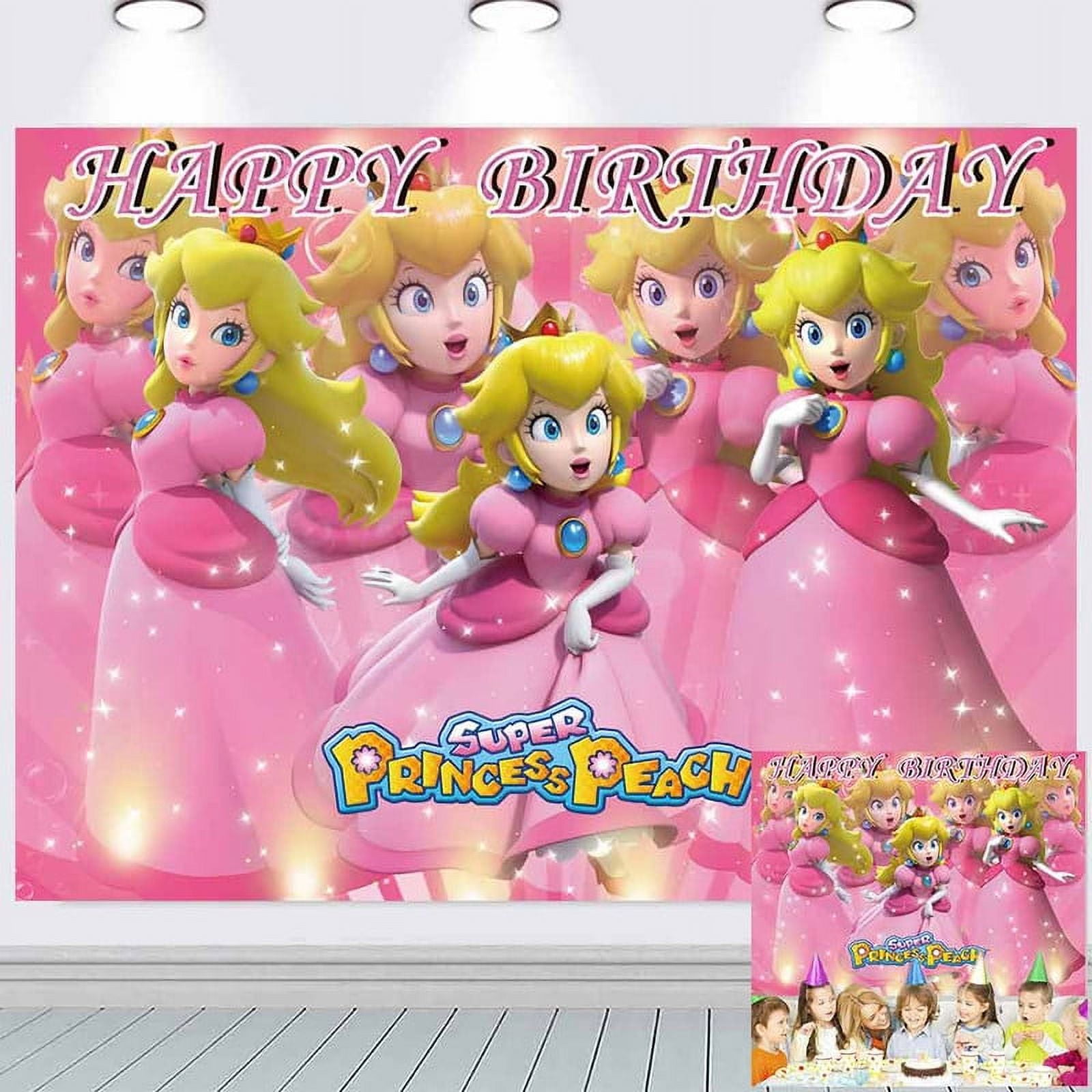 Peach Princess Backdrop Banner Party Supplies Post Birthday Decorations ...