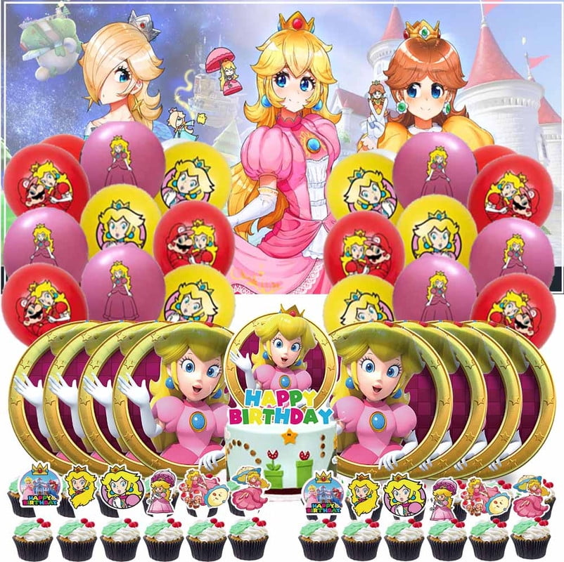 Peach Princess Party Supplies Plates Decorations Birthday Cake Topper ...