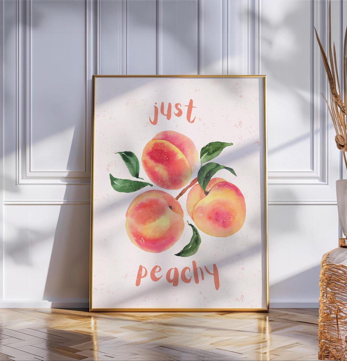 Peach Print, Cute Kitchen Wall Art, Minimalist Fruit Print, Just Peachy Print, Aesthetic Kitchen ...