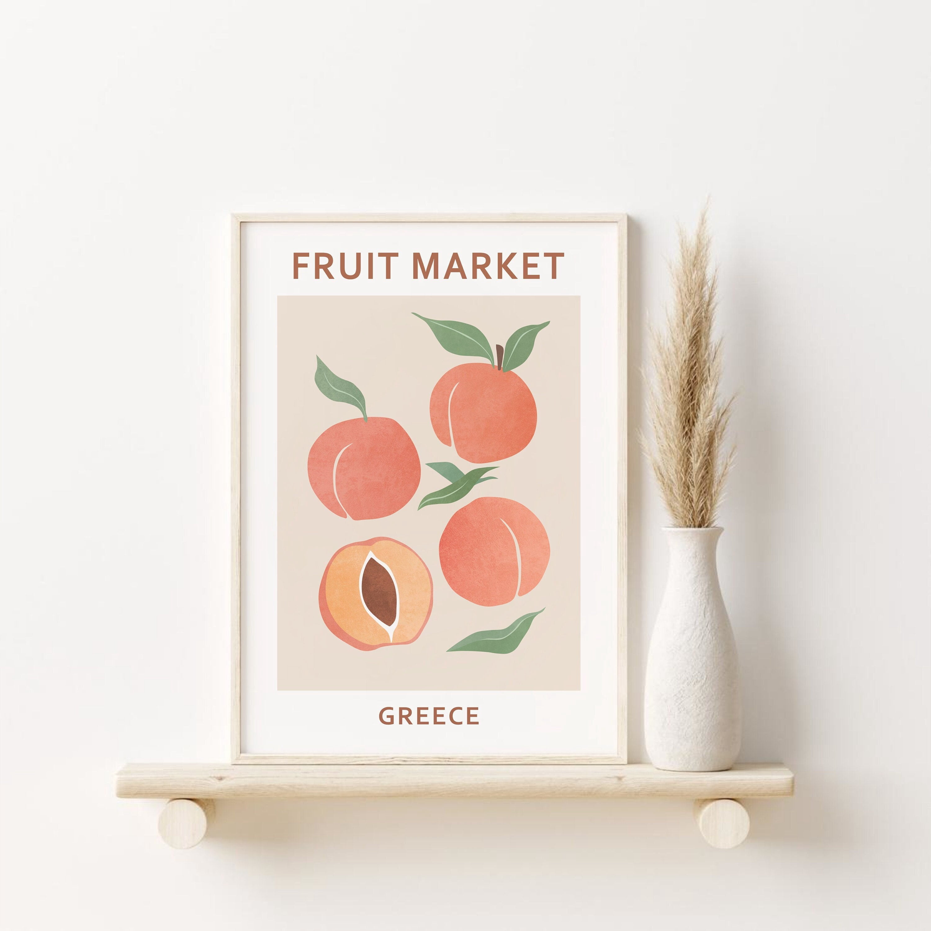 Peach Print, Peaches Fruit Market Print, Abstract Fruit Print ...