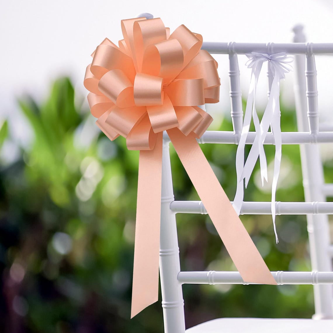 Peach Pull Bows with Tails - 8" Wide, Set of 6, Easter, Wedding ...