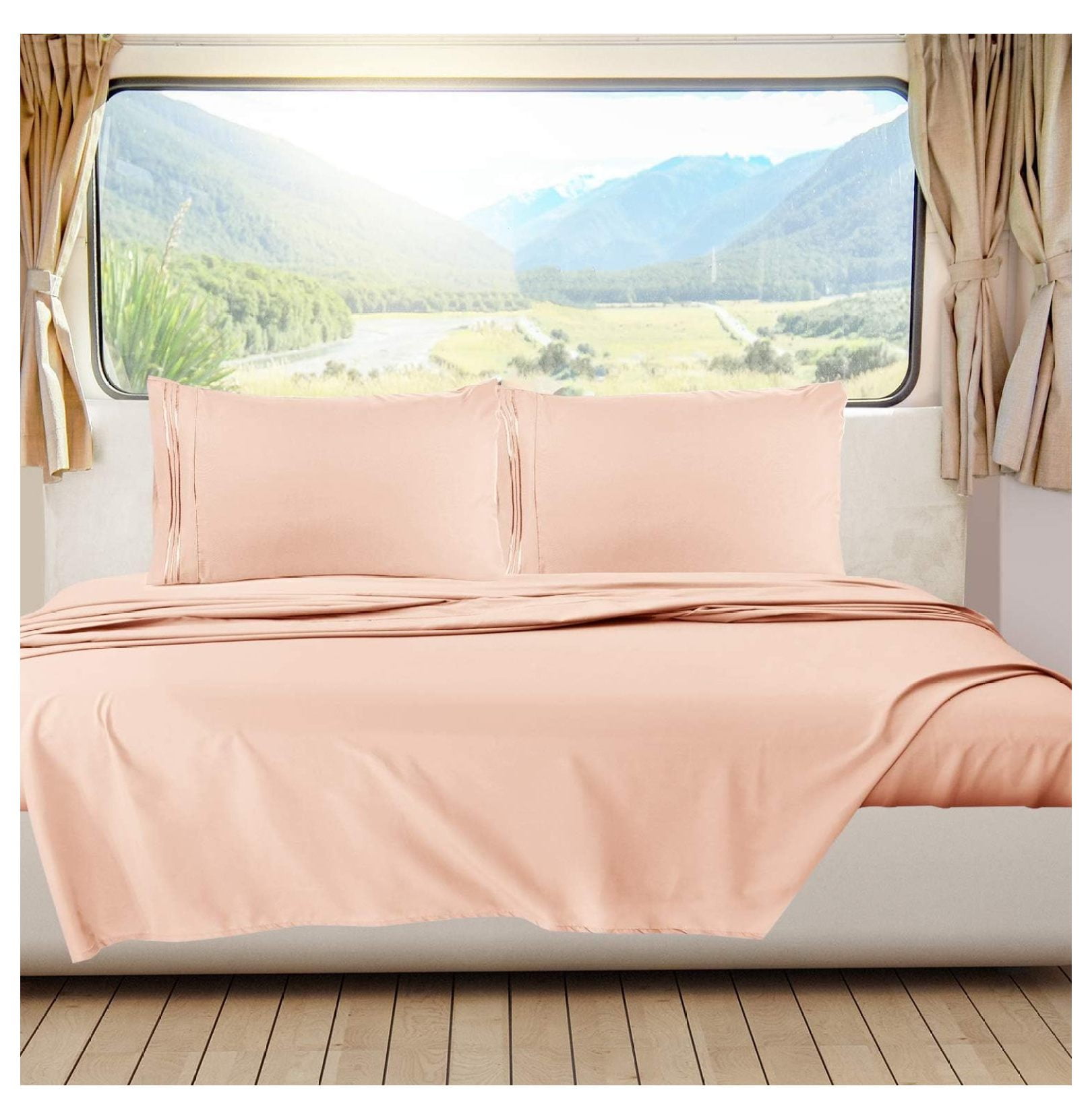 Peach RV Queen Sheets – Super Soft RV Short Queen Sheets for RV Camper ...
