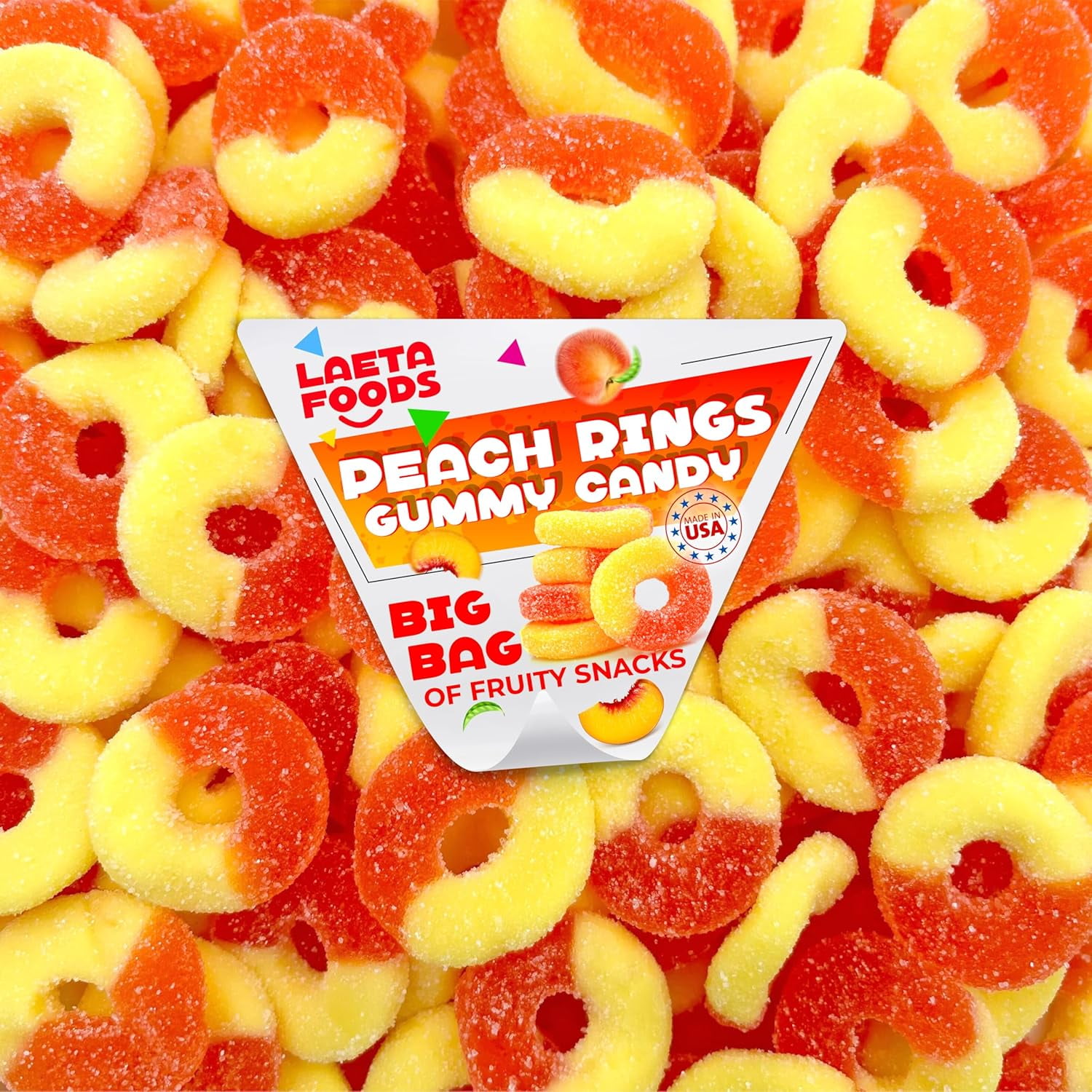 Peach Rings Soft and Sweet Gummy Candy (2 Pound Bag) - Walmart.com