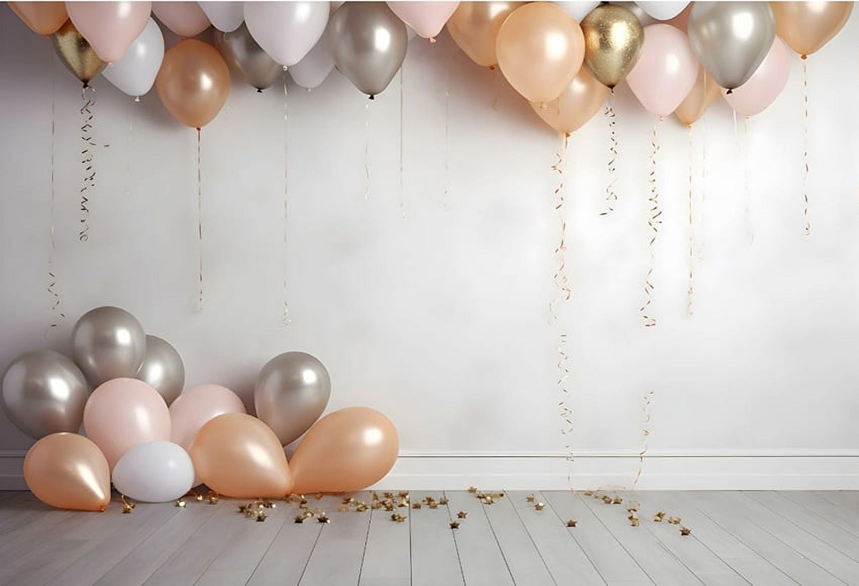 Peach Rose Gold Balloon Wall Kids Birthday Party Cake Smash Portrait r ...