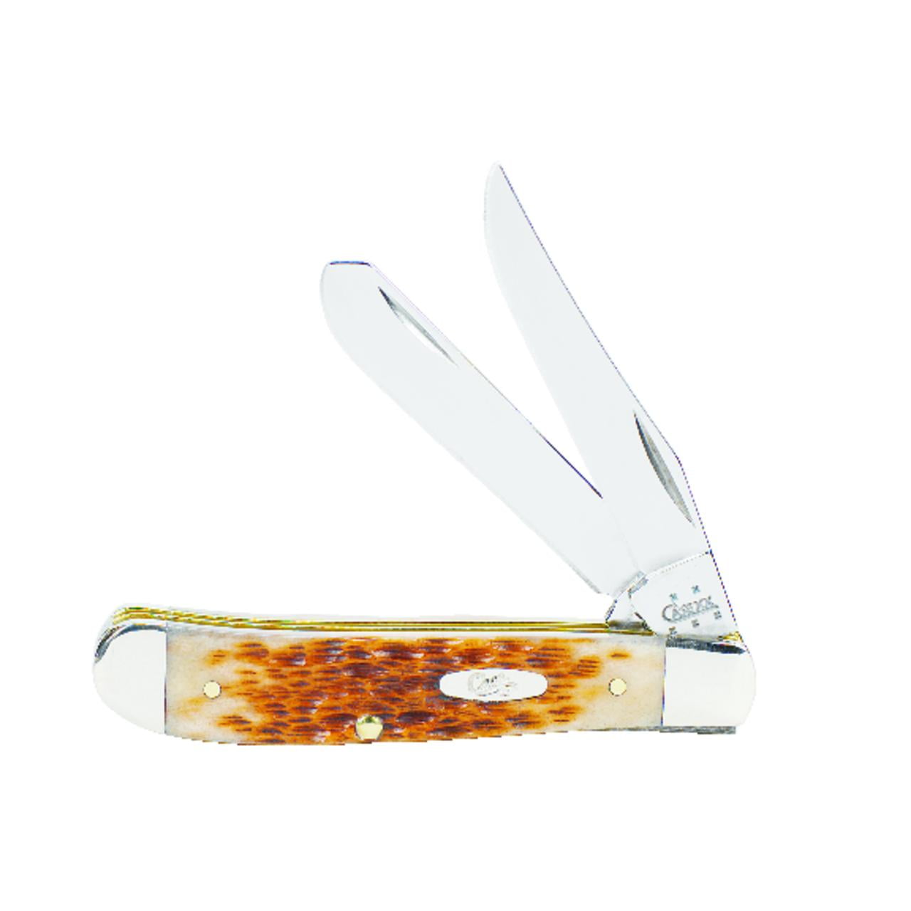 Case Mini Trapper Pocket Knife, Amber Bone Handle, Tru-Sharp SS Blades ...
