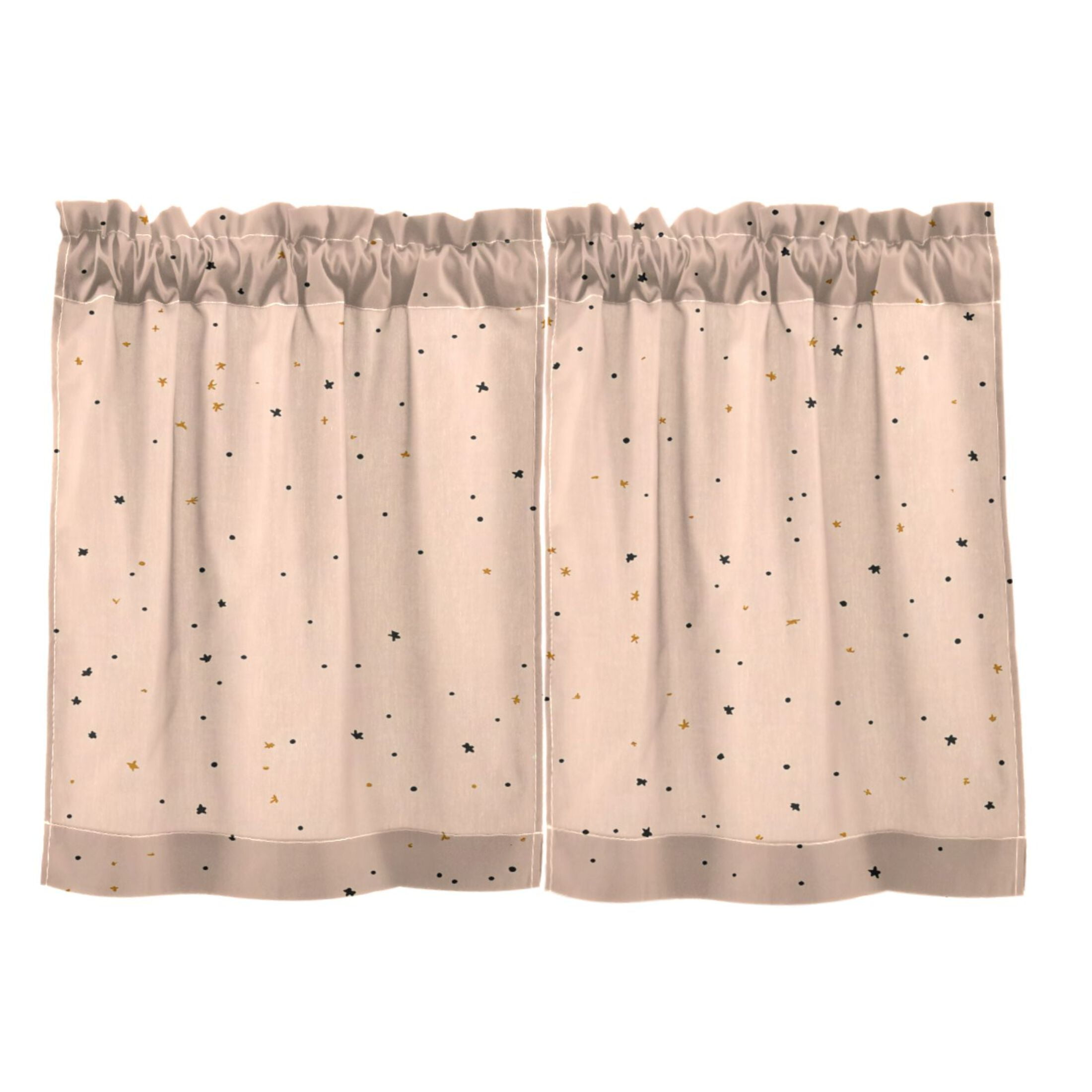 Peach Solid Color Background 27"x24" Linen Look Cafe Curtain Set with ...