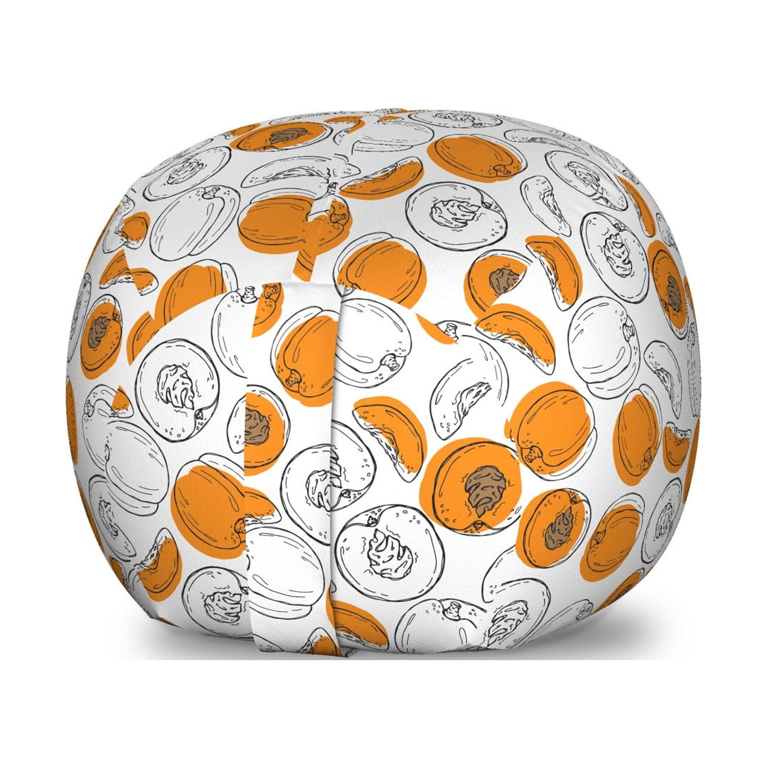 Peach Storage Toy Bag Chair, Hand-Drawn Silhouette Juicy Peach Slices ...