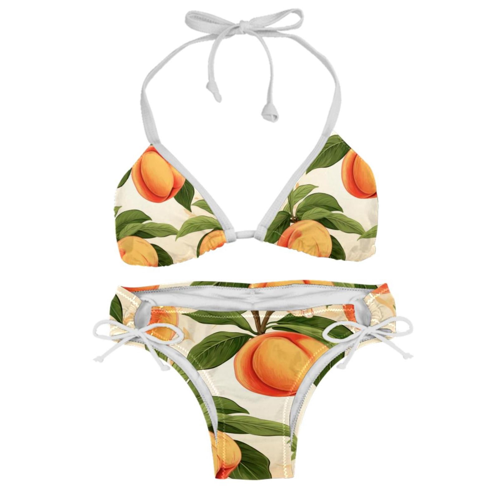 Peach Swim Suit Women Bikini Set, Detachable Sponge, Adjustable Strap ...