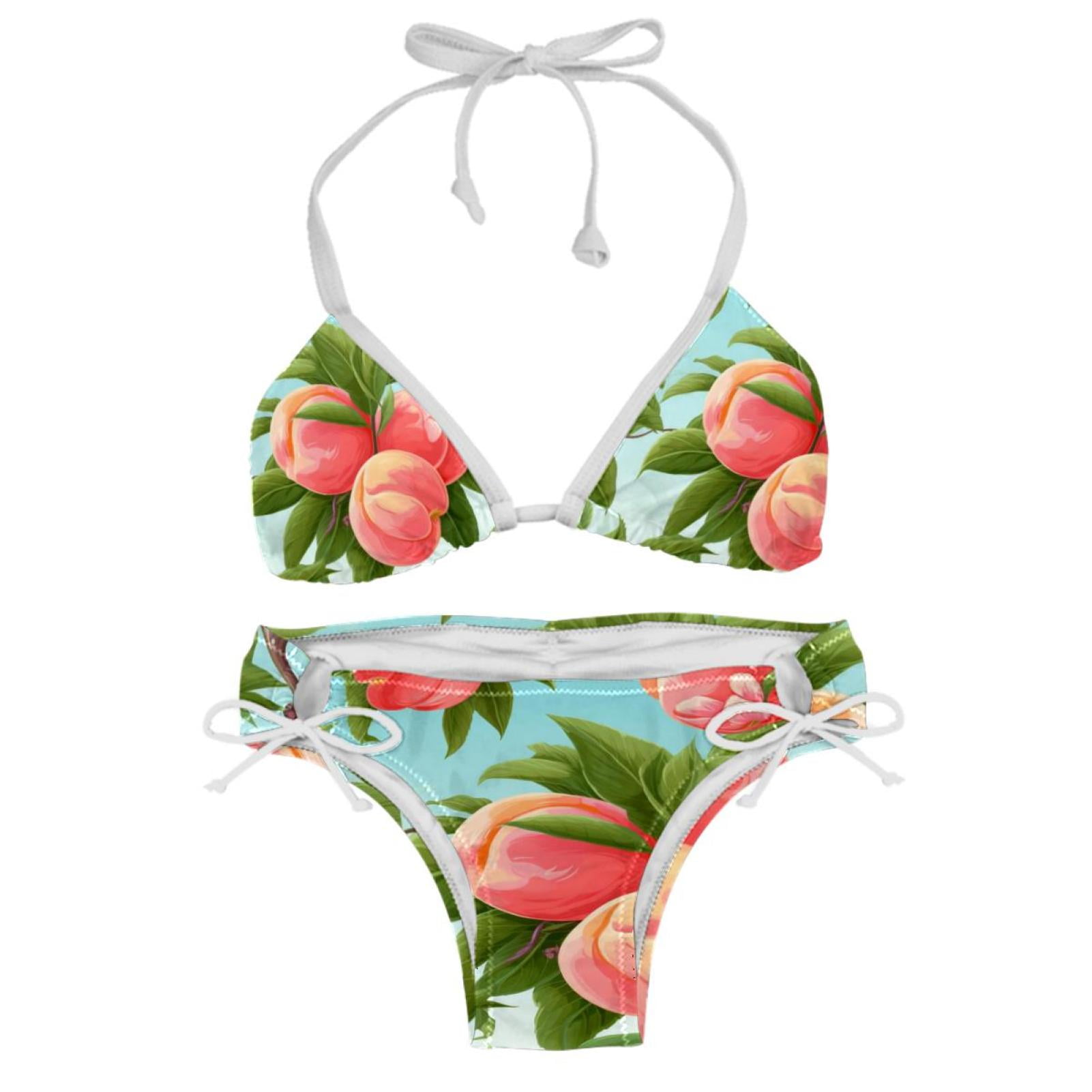 Peach Swimsuit Bikini Set with Detachable Sponge and Adjustable Strap ...