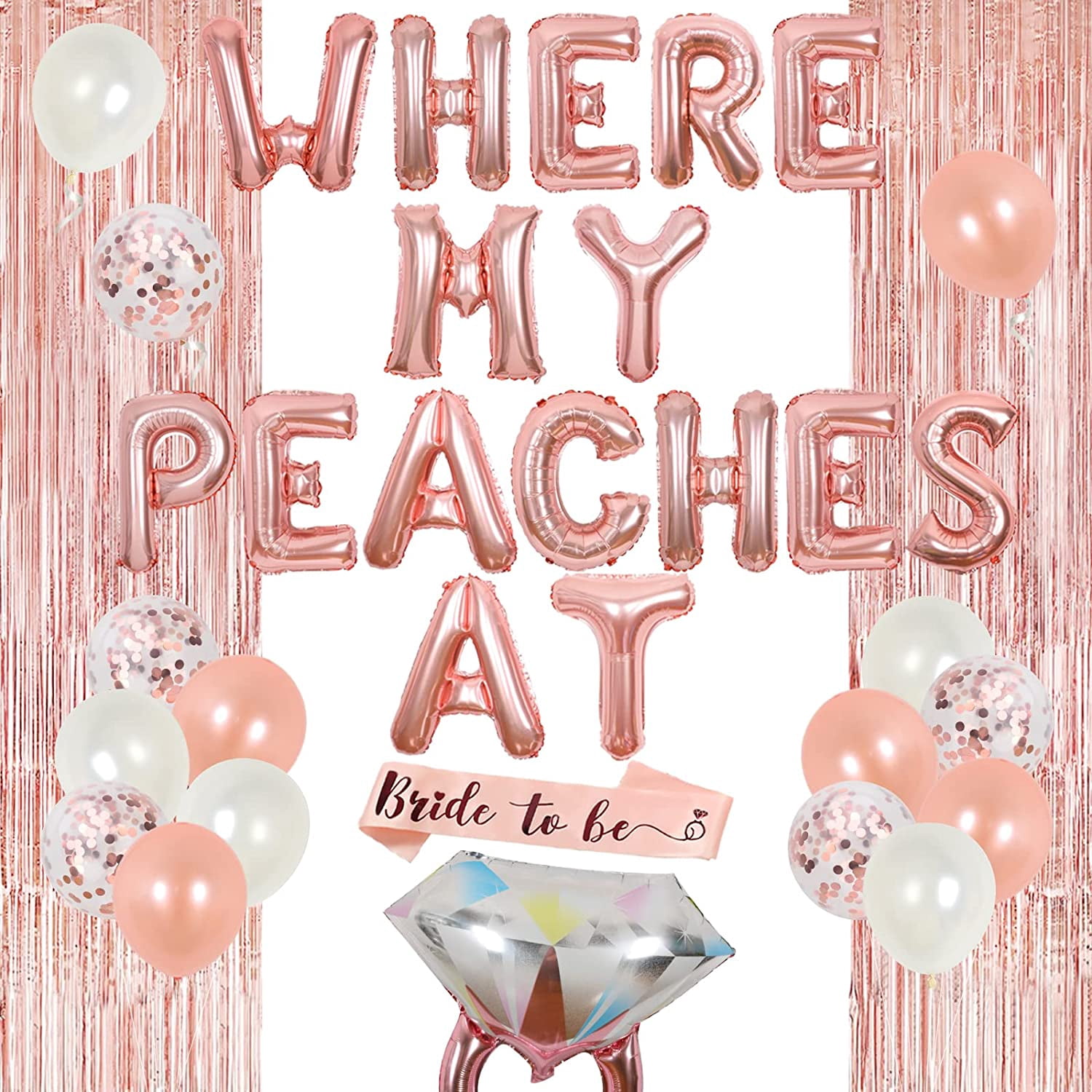 Peach Themed Bachelorette Party Decorations Rose Gold, Bridal Shower ...