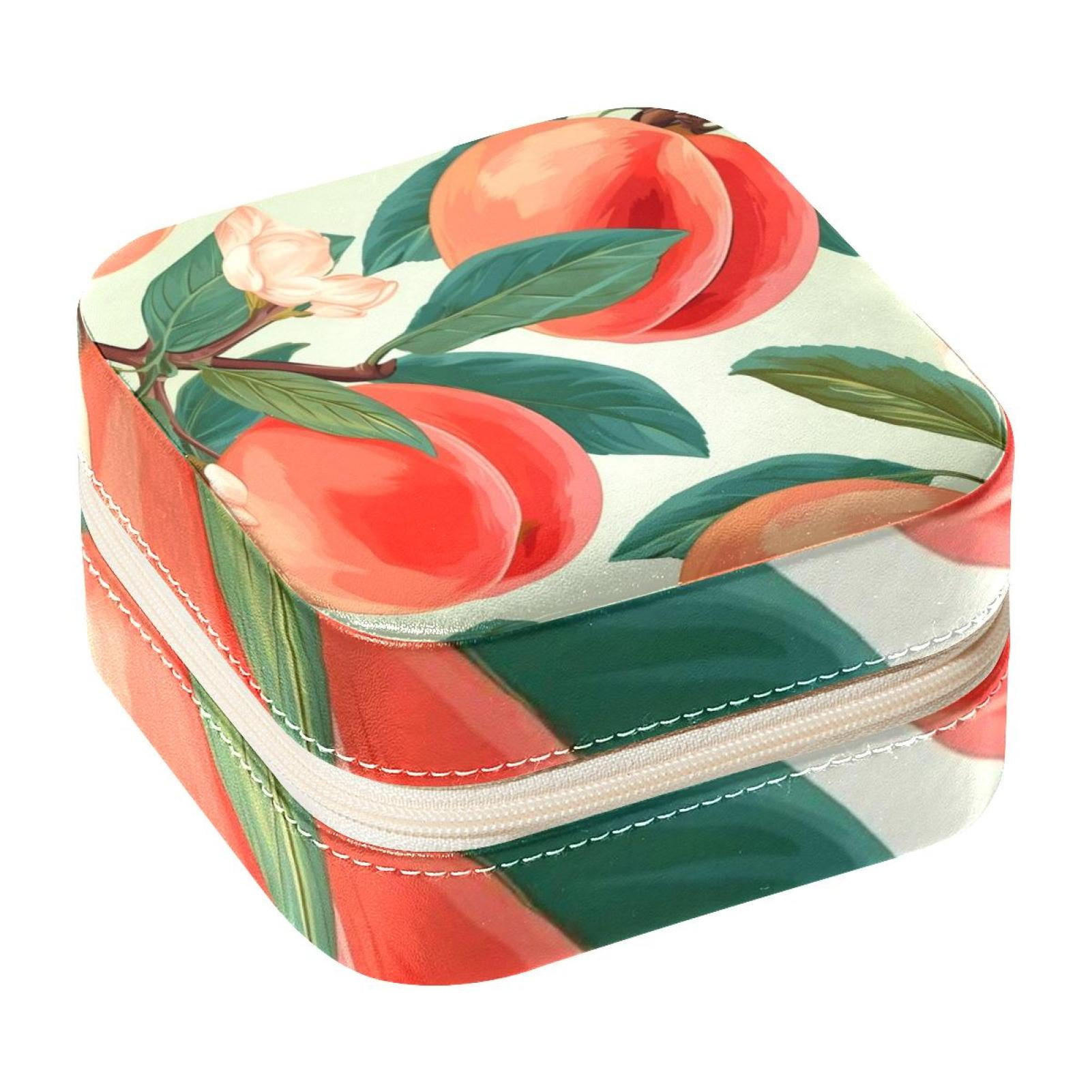 Peach Travel Portable Square Jewelry Box for Rings Earrings Necklaces ...