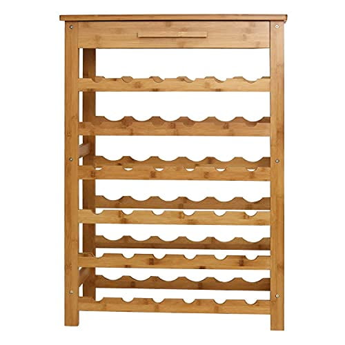 Peach Tree Bamboo Wine Standing Rack Storage with Drawer (36-Bottle ...
