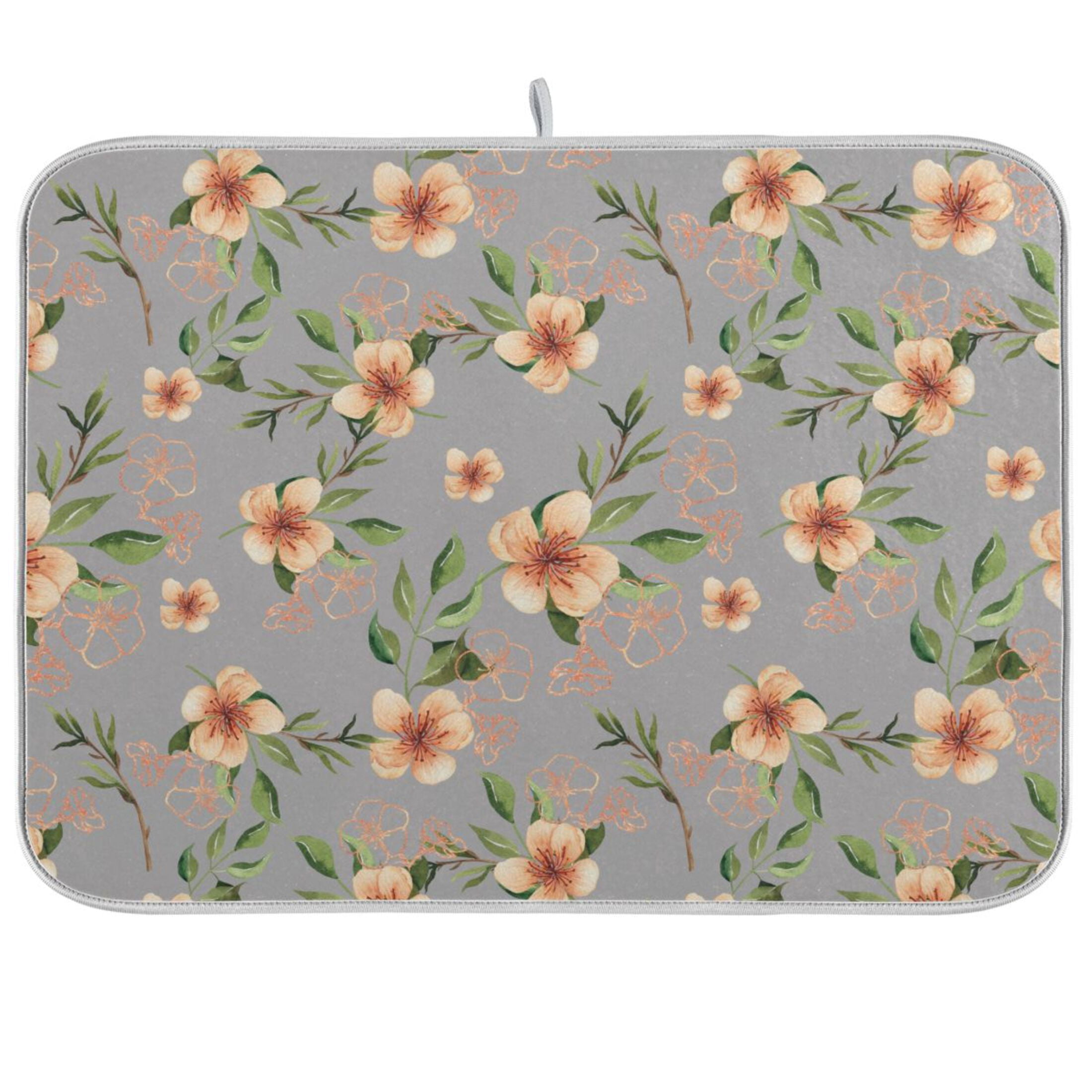 Peach Tree Flowers Dish Drying Mat Microfiber Kitchen Mats Large ...