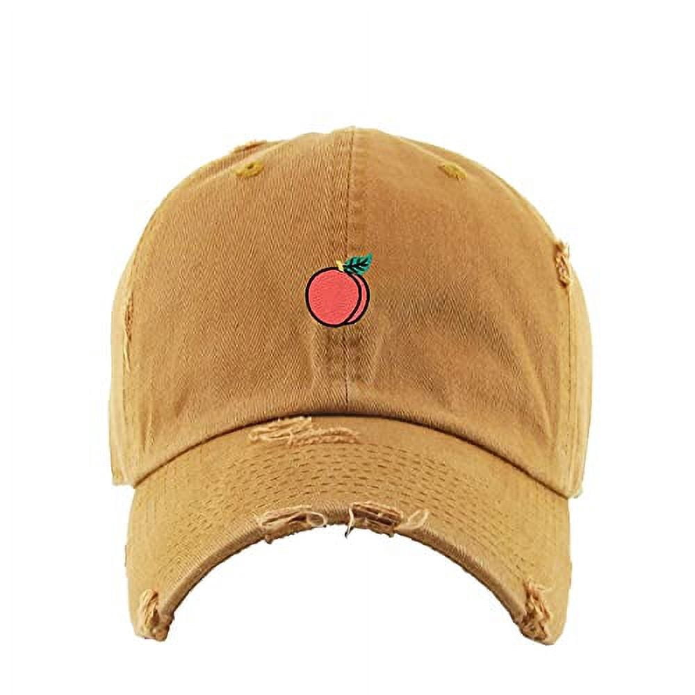 Peach Vintage Baseball Cap Embroidered Cotton Adjustable Distressed Dad ...
