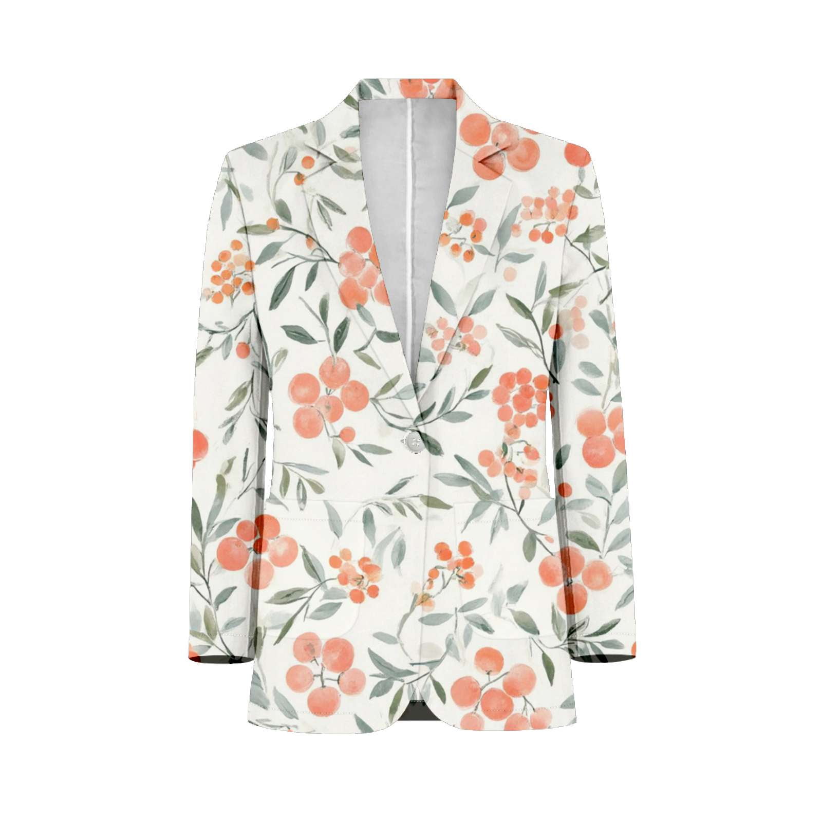 Peach Watercolor Floral Pattern Design Mens Suits Shawl Collar Slim Fit ...