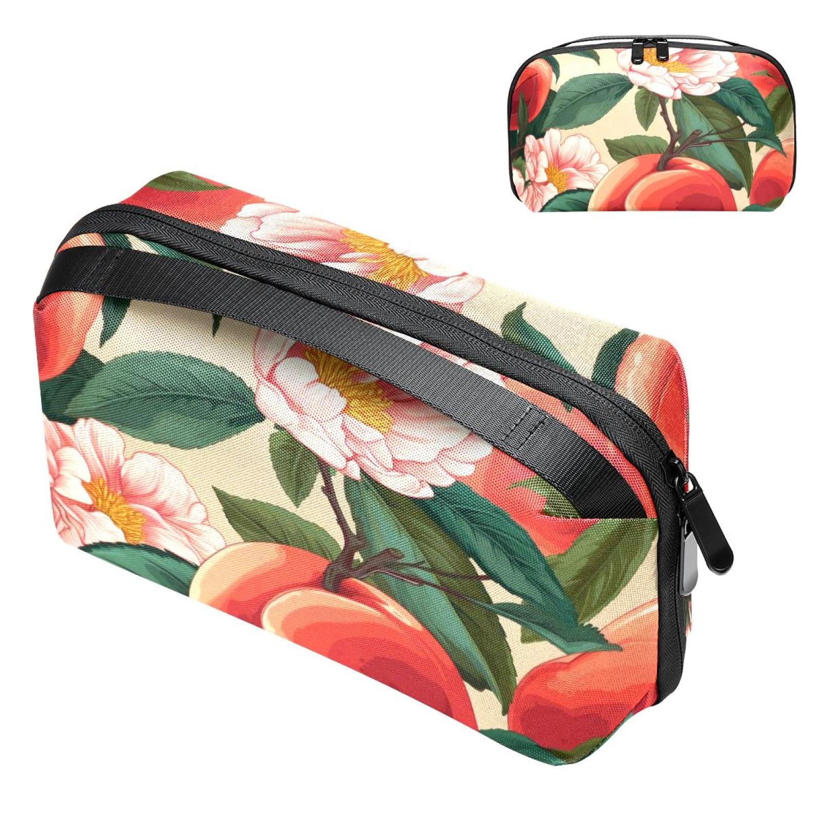 Peach Waterproof Oxford Fabric Storage Case with Charger Pouch, Small ...