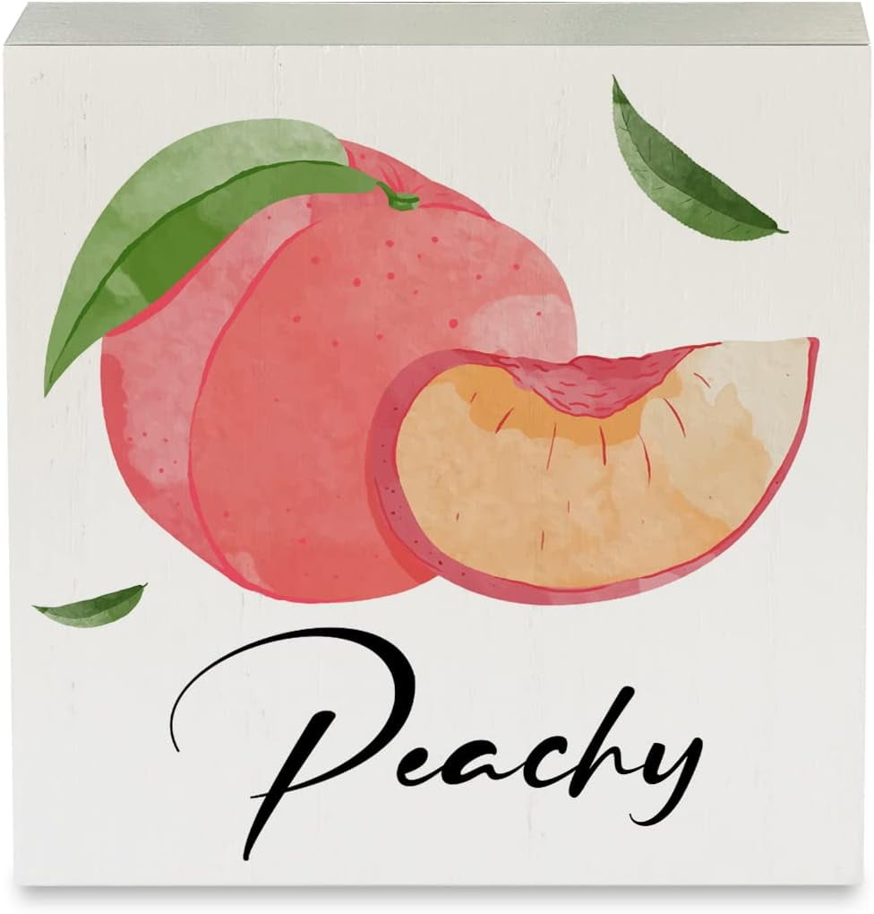 Peach Wood Box Sign Rustic Peachy Wooden Box Sign Decorative Peach Sign ...