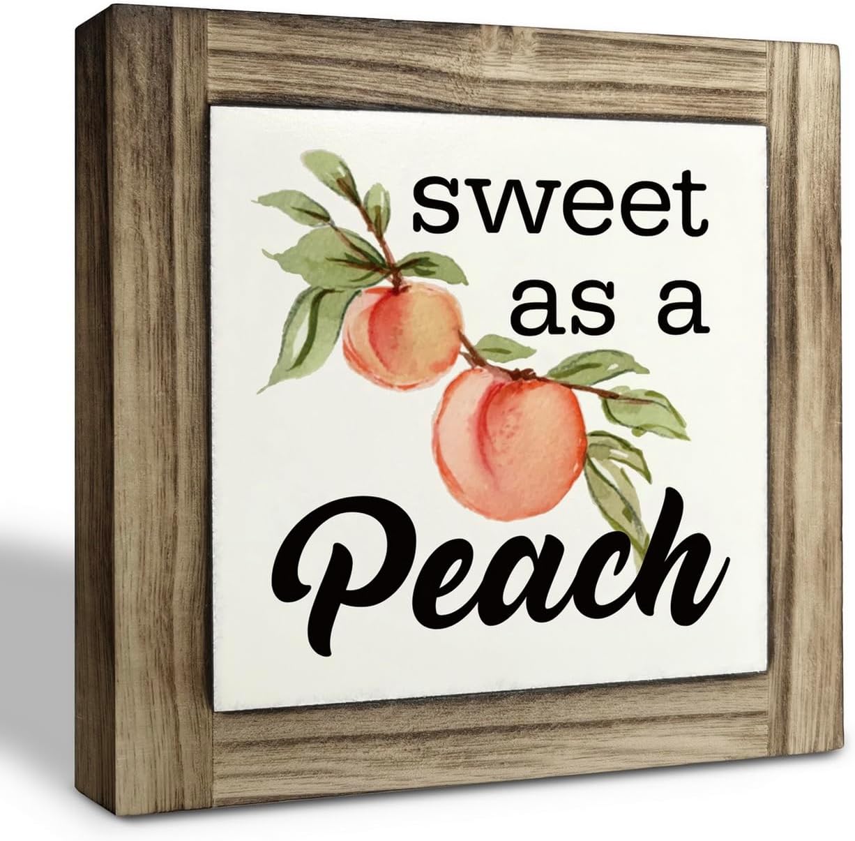 Peach Wood Plaque Sign, Sweet as A Peach, Box Wood Plaques Desk Décor ...