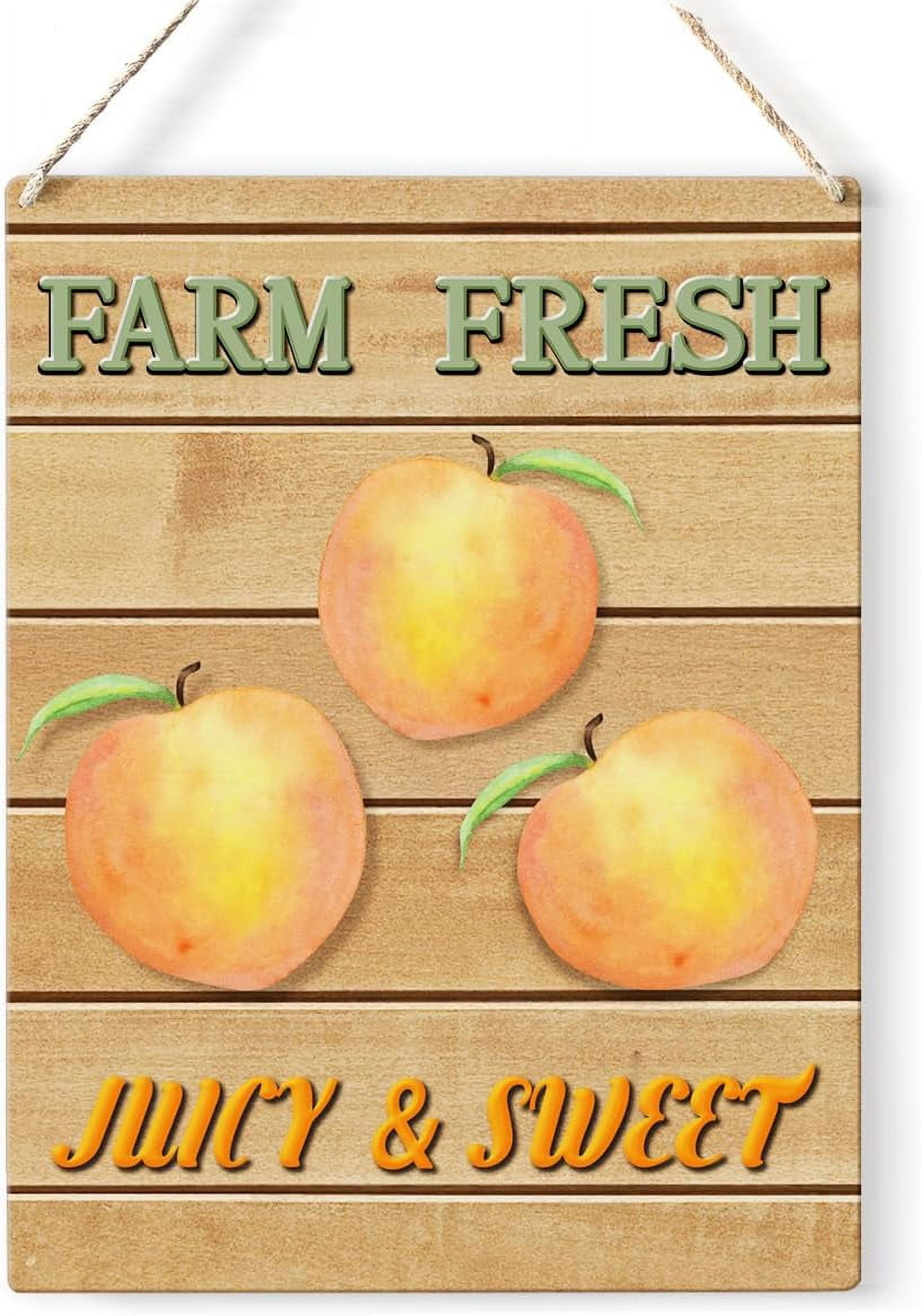 Peach Wood Sign Farm Fresh Peaches Wooden Signs Rustic Summer Hanging ...