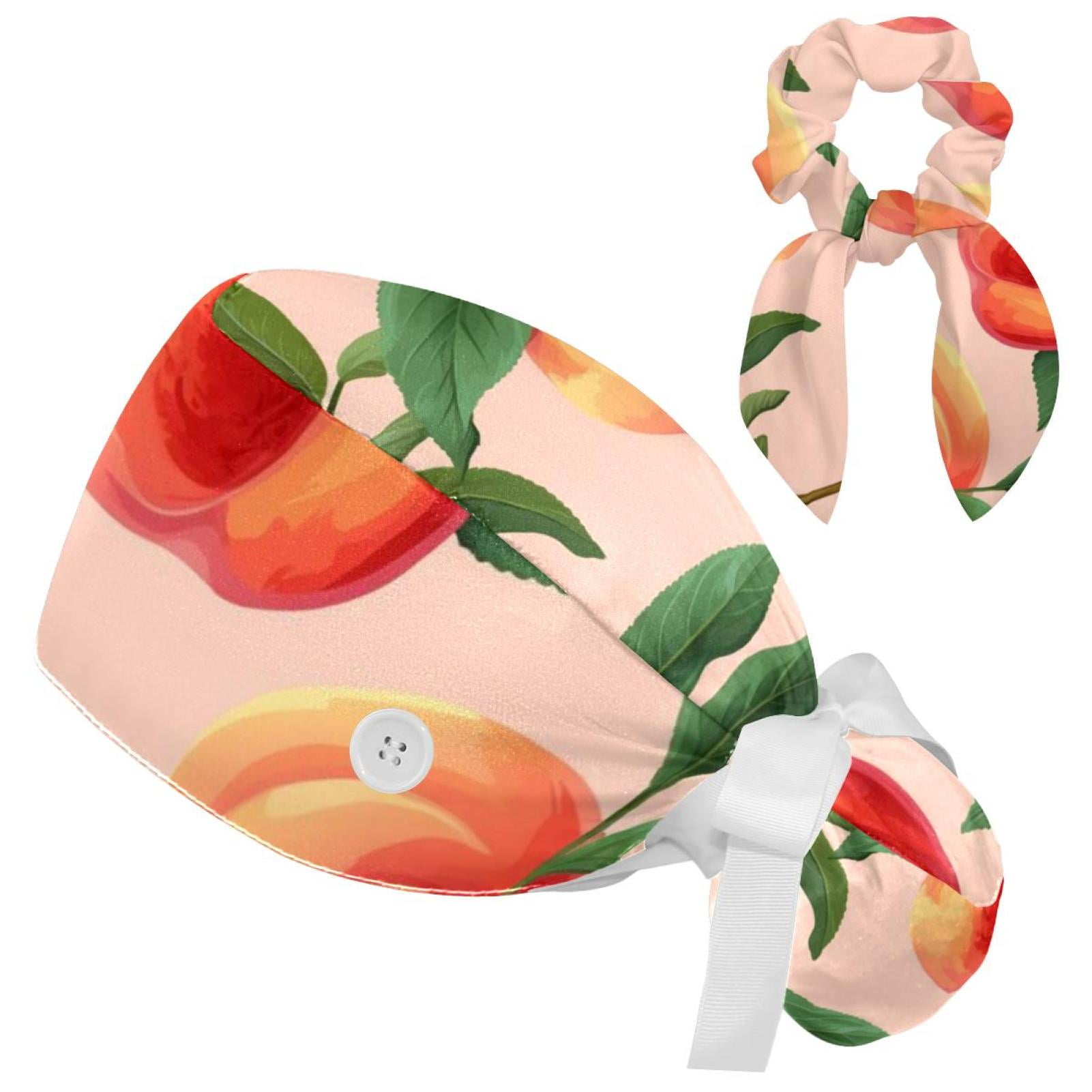 Peach Working Cap with Buttons, Bow Hair Scrunchy and Ribbon Tie for ...