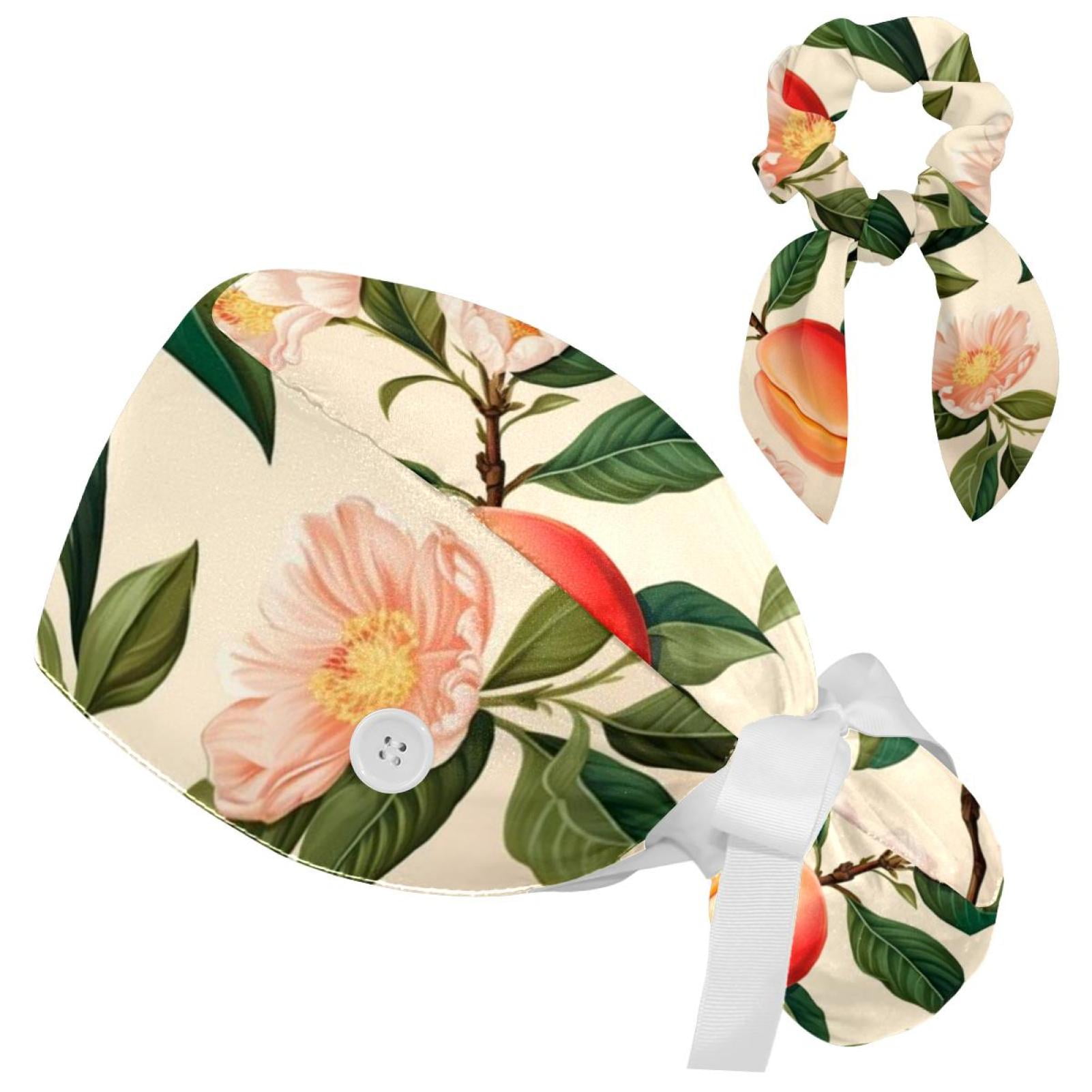 Peach Working Cap with Buttons, Bow Hair Scrunchy and Ribbon Tie for ...